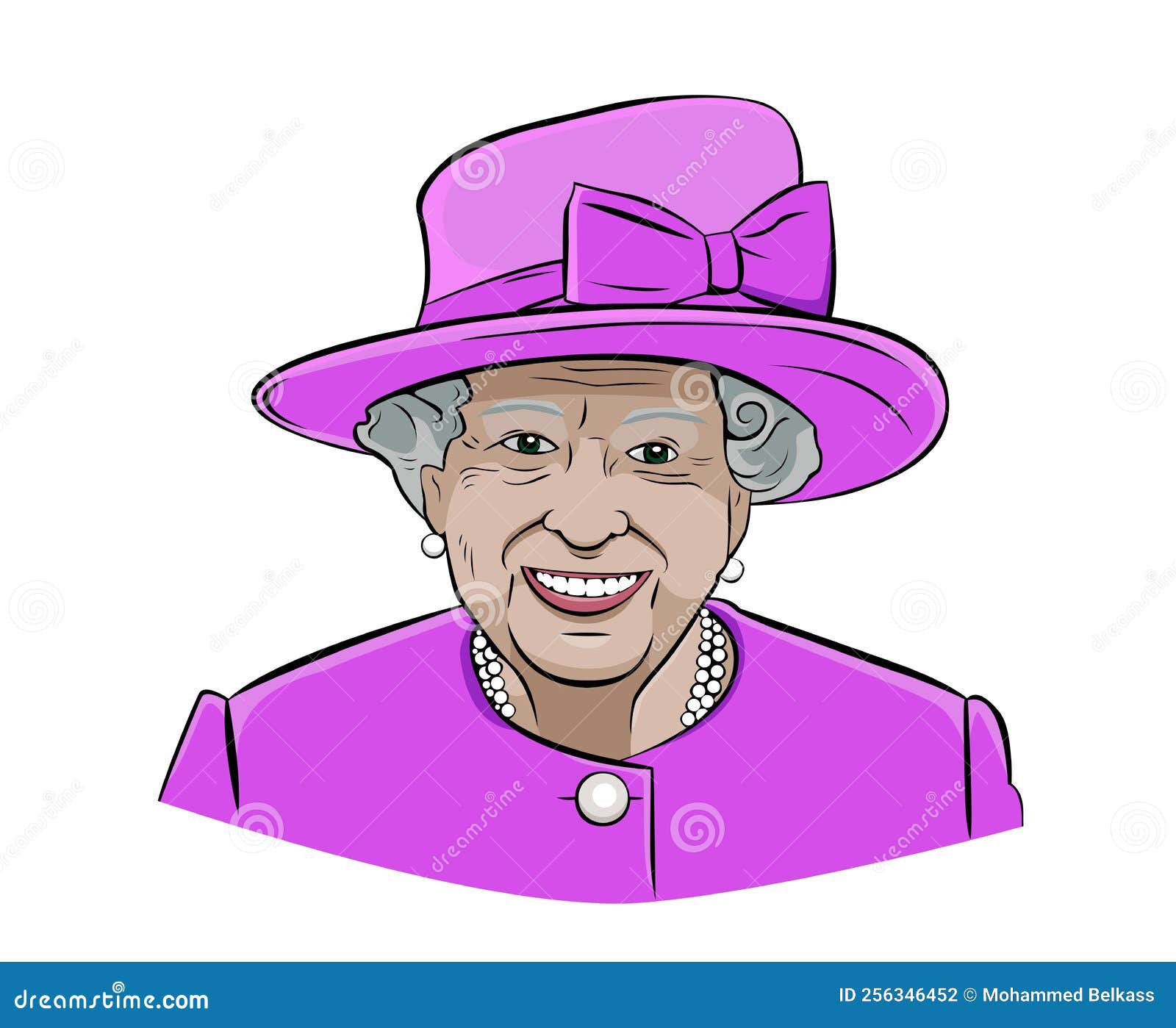 Queen Elizabeth Face Portrait with Purple Suit Vector Editorial ...