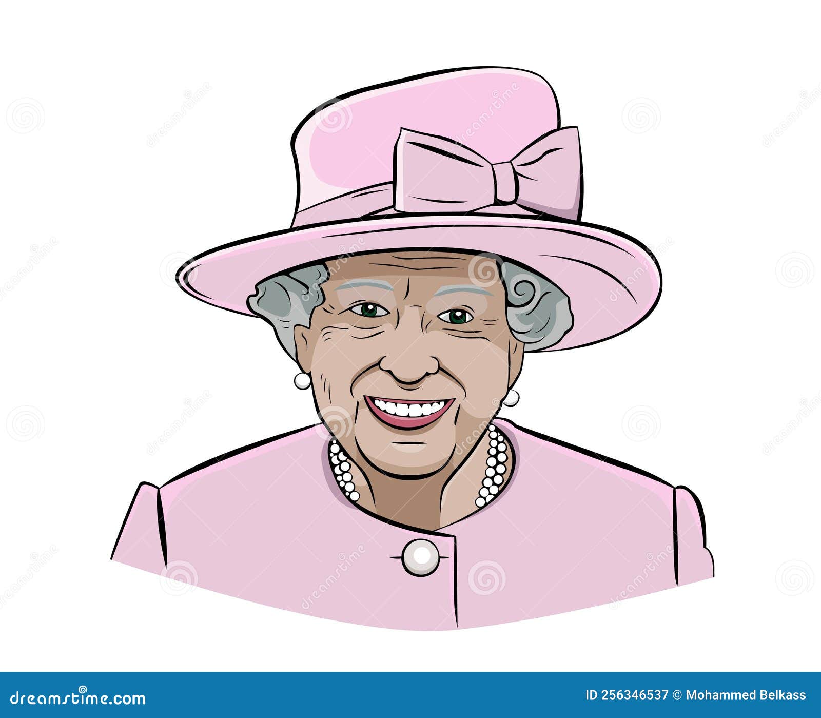 Queen Elizabeth Face Portrait with Pink Suit Vector Editorial ...