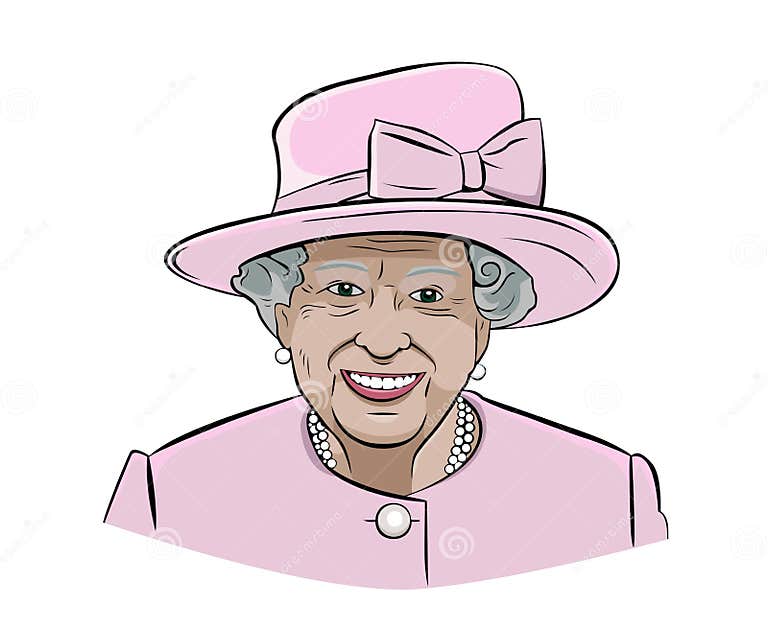 Queen Elizabeth Face Portrait with Pink Suit Vector Editorial ...