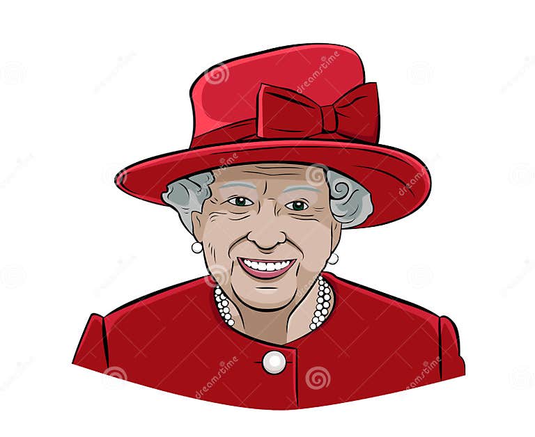 Queen Elizabeth Face Portrait with Red Suit Vector Editorial Stock ...