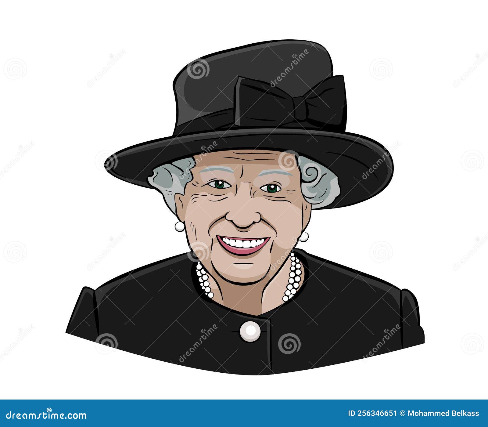 Queen Elizabeth Face Portrait with Black Suit Vector Editorial Photo ...