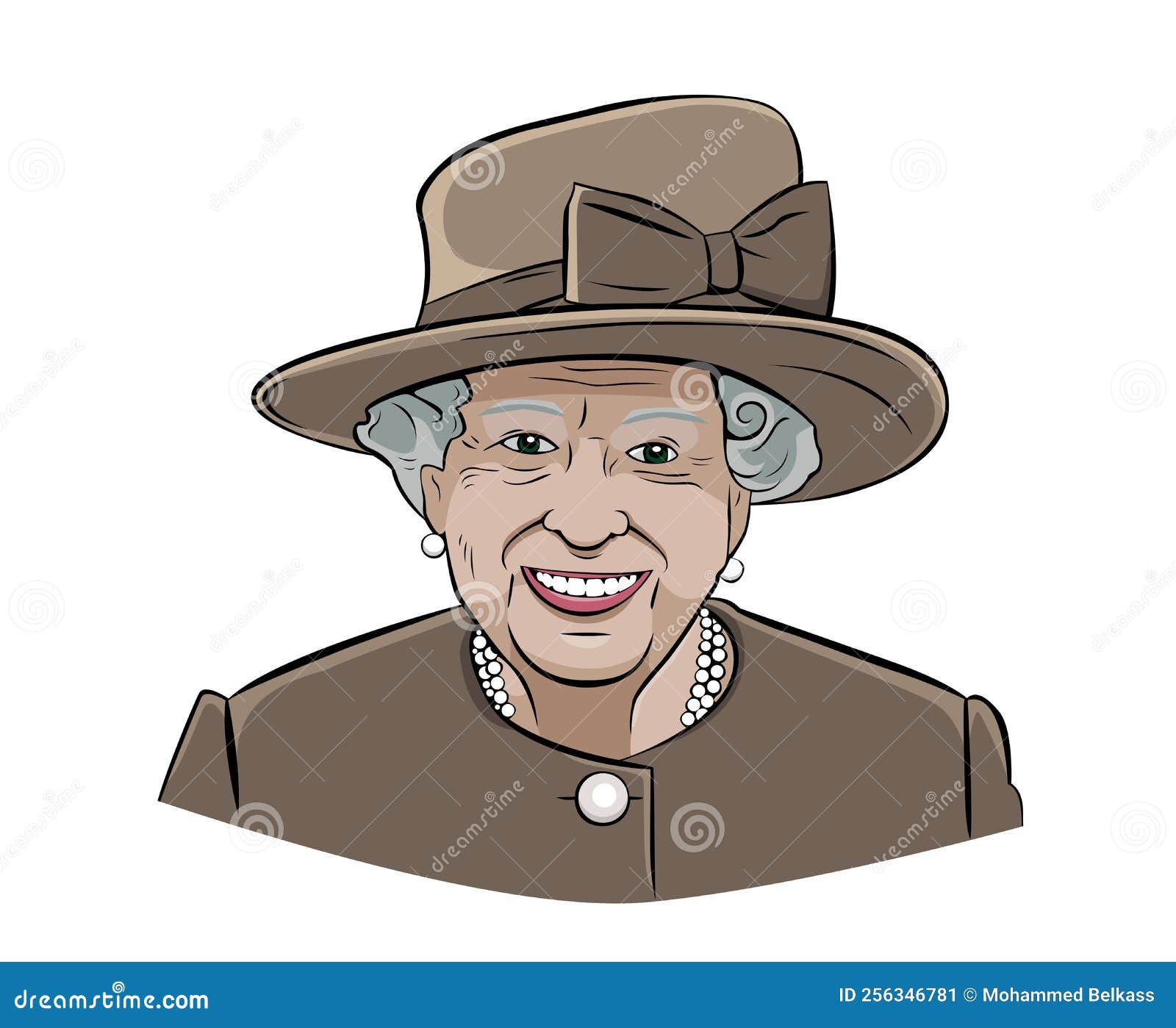 Queen Elizabeth Face Portrait with Brown Suit Vector Editorial Photo ...