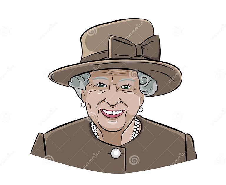 Queen Elizabeth Face Portrait with Brown Suit Vector Editorial Photo ...