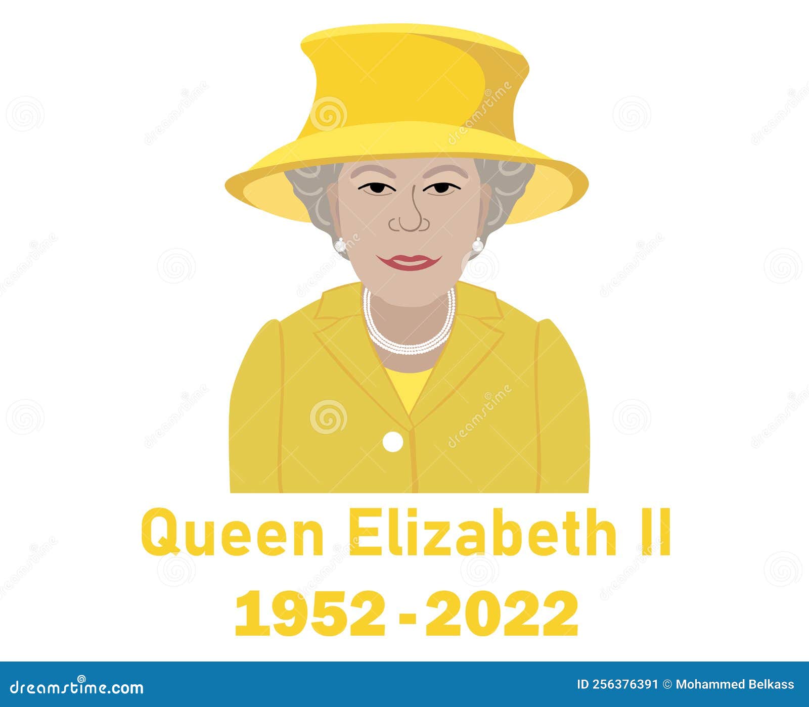 Queen Elizabeth Suit 1952 2022 Face Portrait Yellow Design Editorial ...