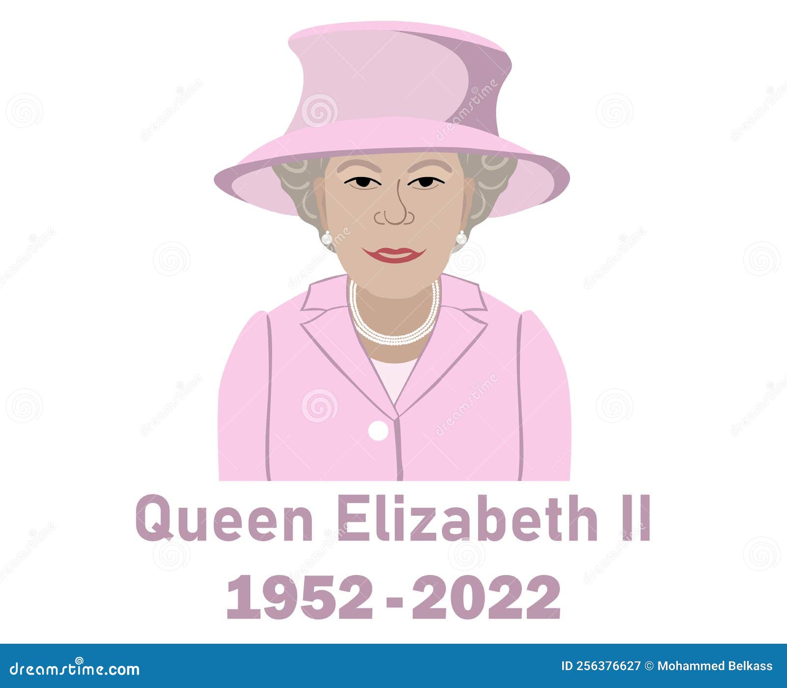 Queen Elizabeth Suit 1952 2022 Face Portrait Pink Design Editorial ...