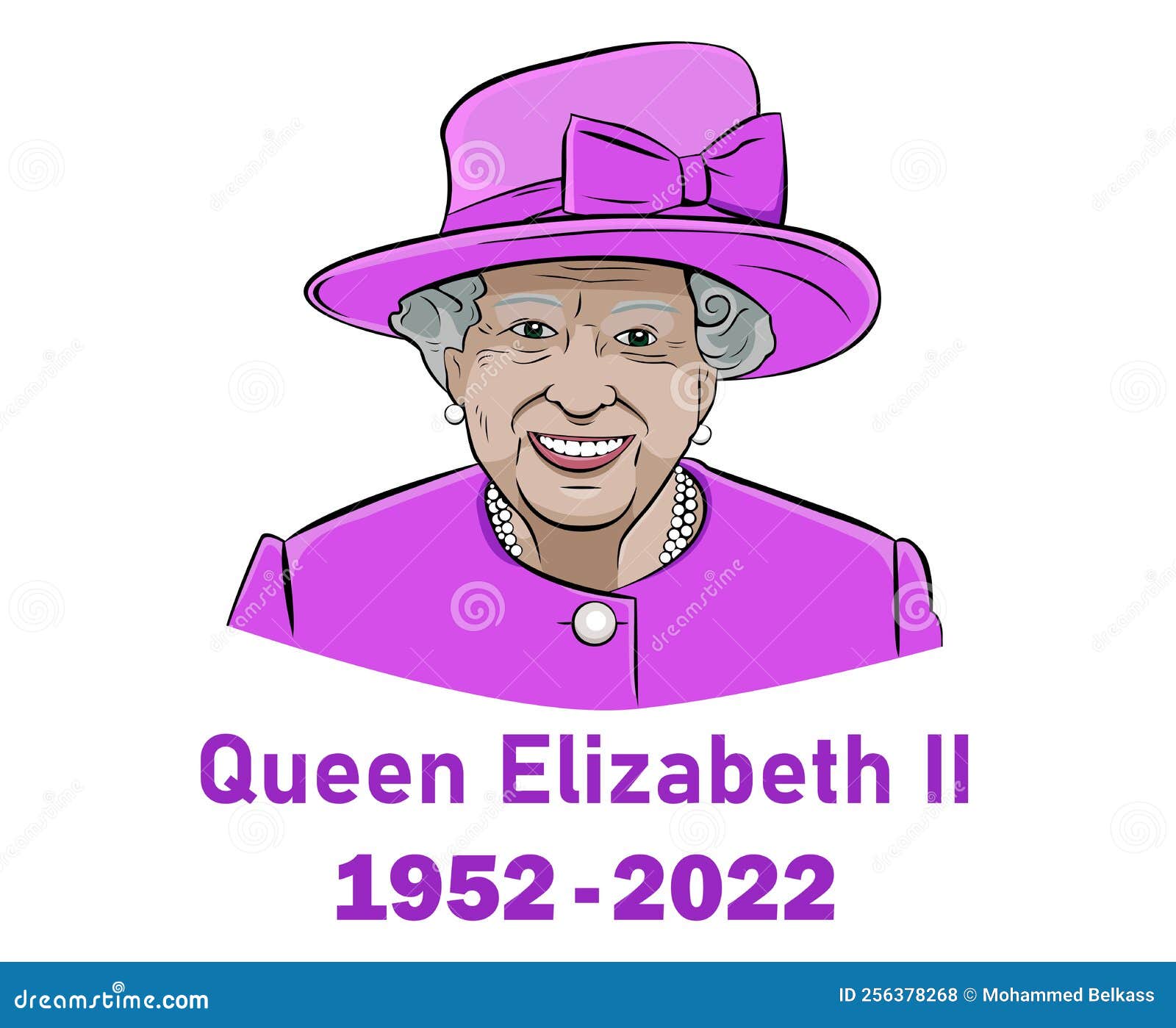 Queen Elizabeth Suit 1952 2022 Face Portrait Purple Vector Editorial ...
