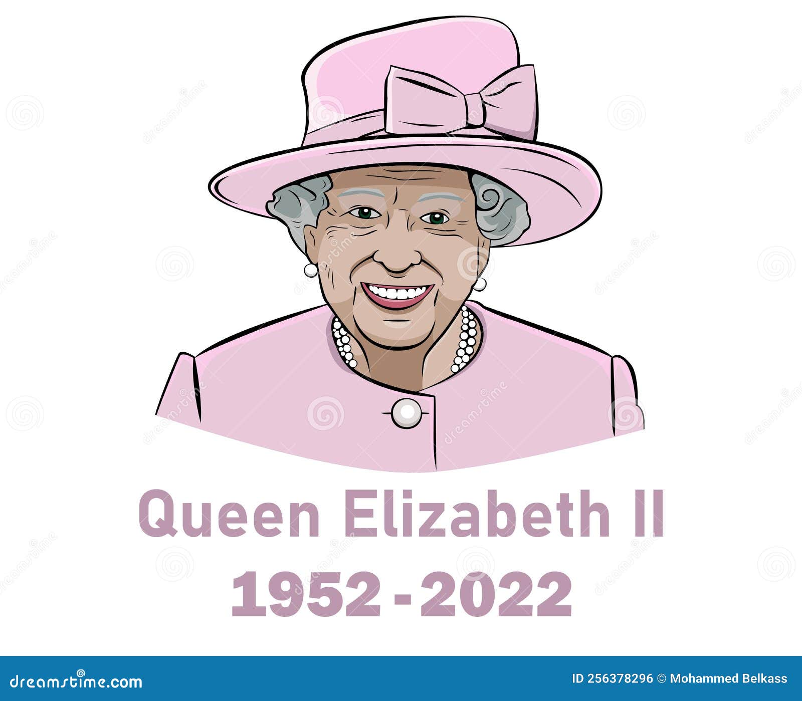 Queen Elizabeth Suit 1952 2022 Face Portrait Pink Vector Editorial ...