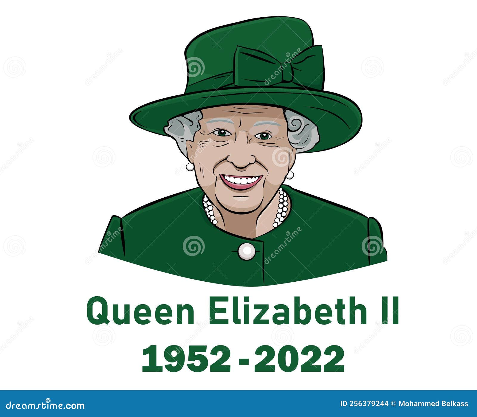 Queen Elizabeth Suit 1952 2022 Face Portrait Green Design Editorial ...
