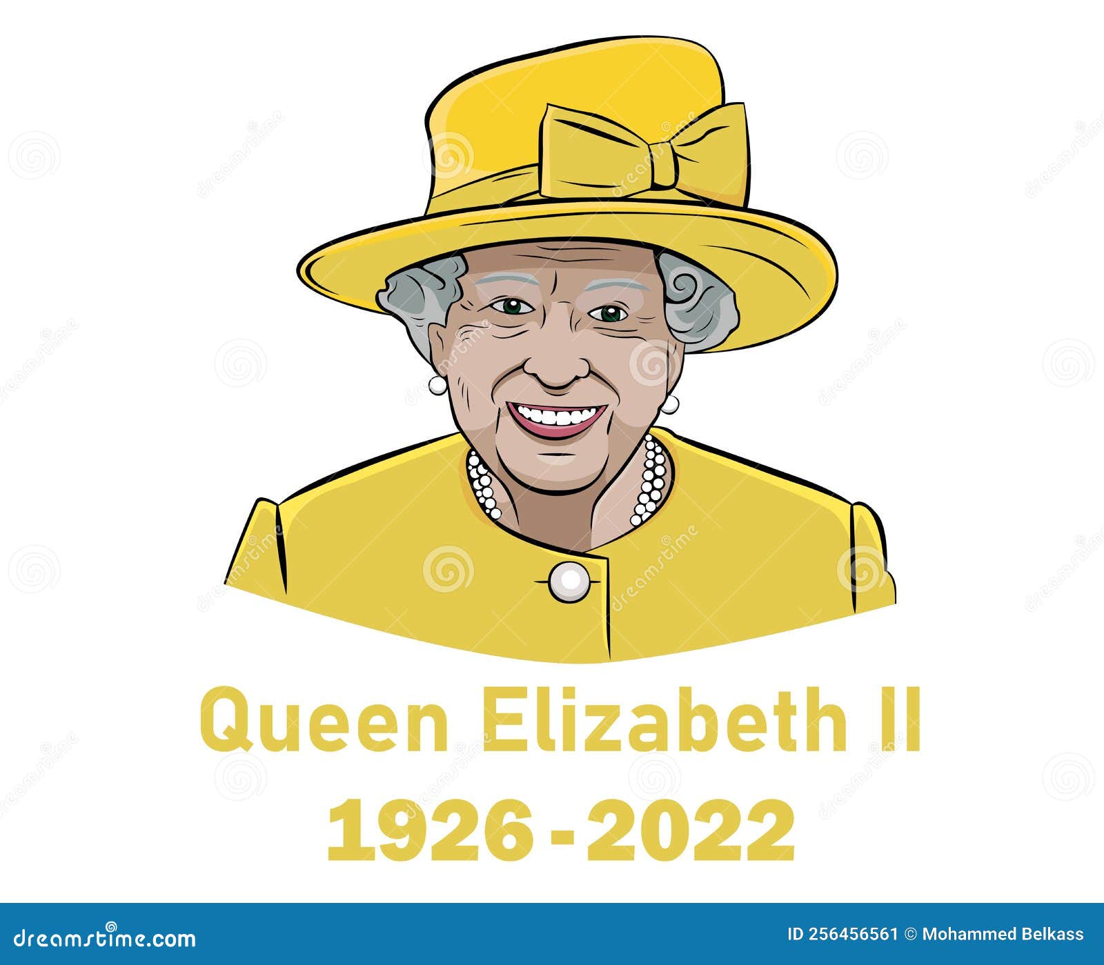 Queen Elizabeth Suit 1926 2022 Face Portrait Yellow Vector Editorial ...