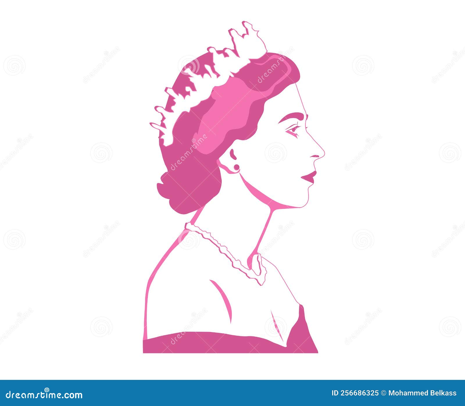 Queen Elizabeth Young Face Portrait Pink Abstract Editorial Image ...
