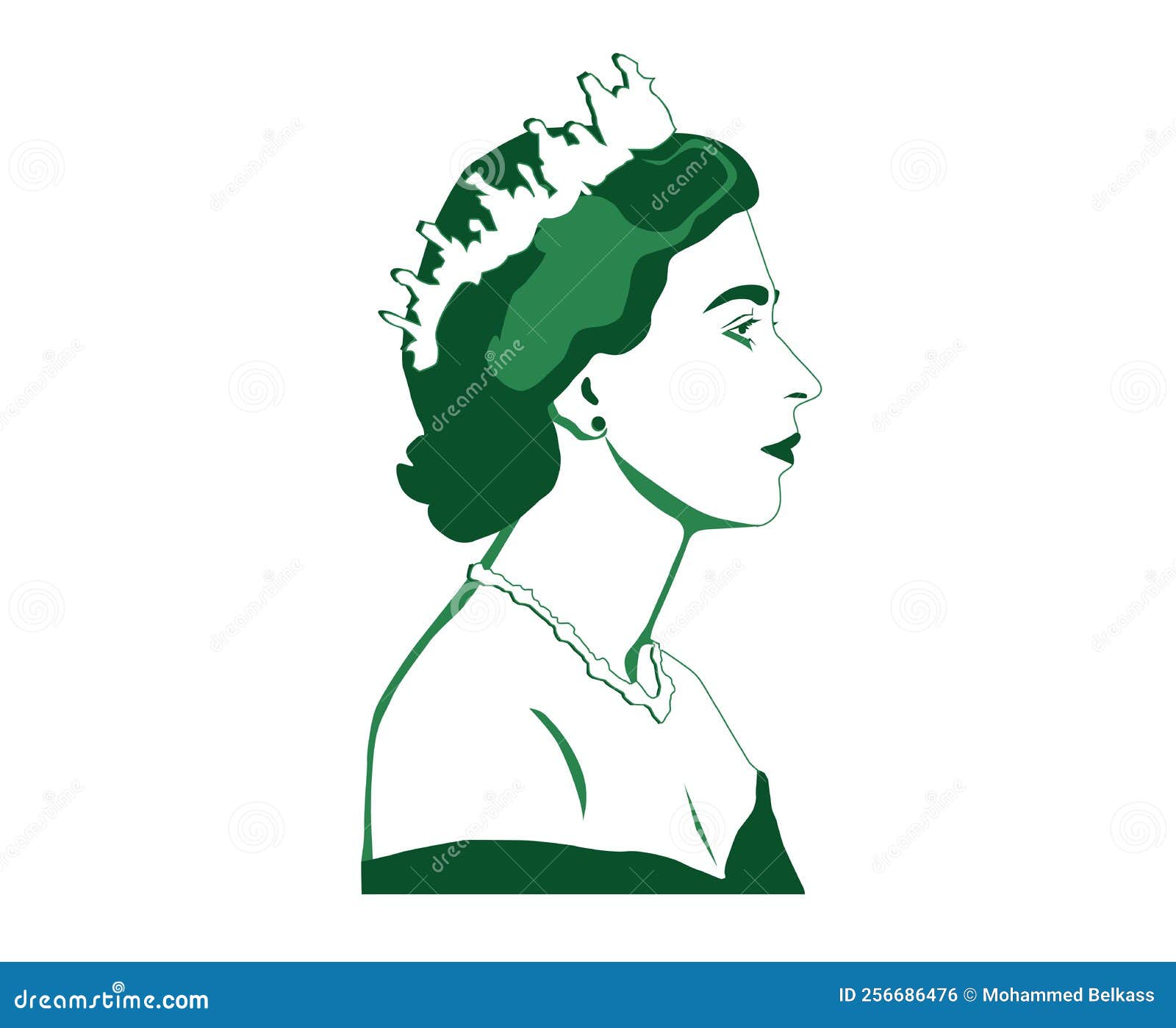 Queen Elizabeth Young Face Portrait Green Abstract Editorial Photo ...
