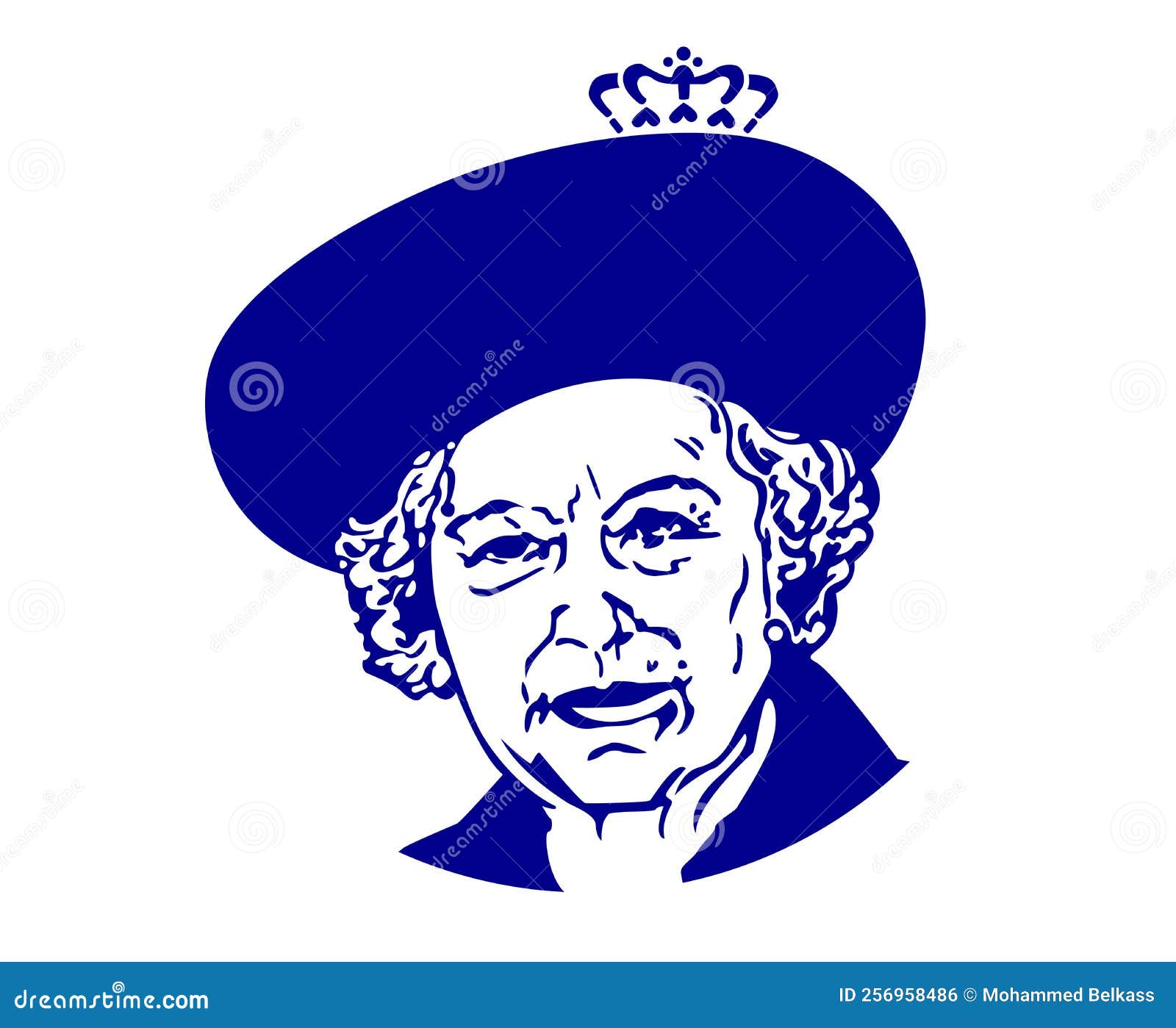 Queen Elizabeth Face Portrait Blue Vector Editorial Photo ...