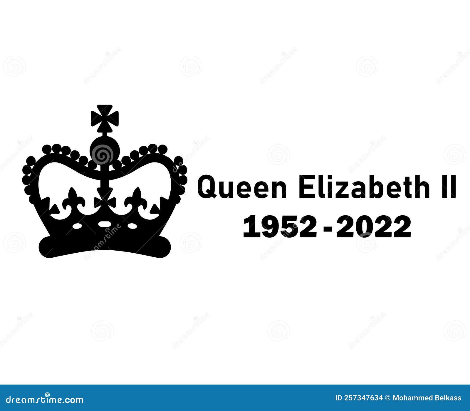 Queen Elizabeth Crown 1952 2022 Black Symbol Editorial Stock Image ...