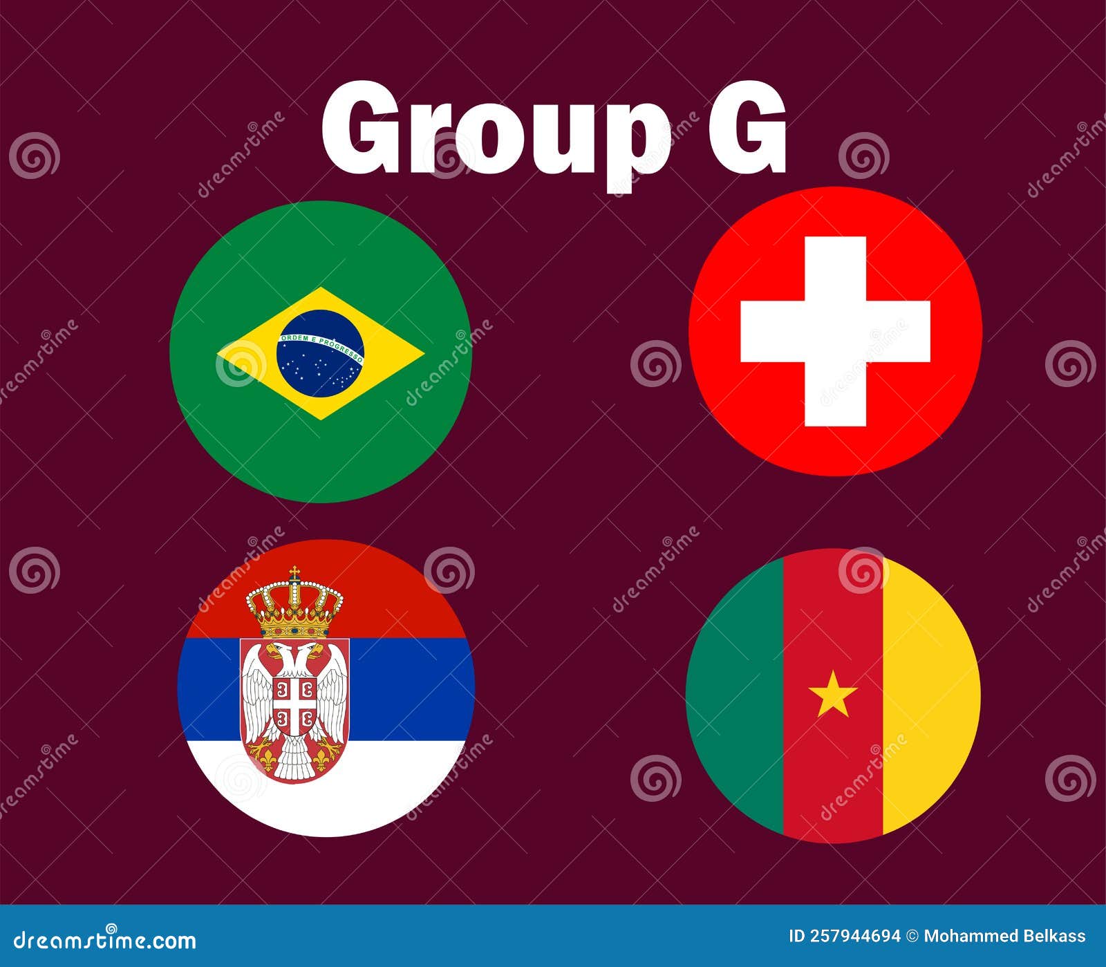 Switzerland Brazil Serbia and Cameroon Flag Emblem Group G Stock Vector ...