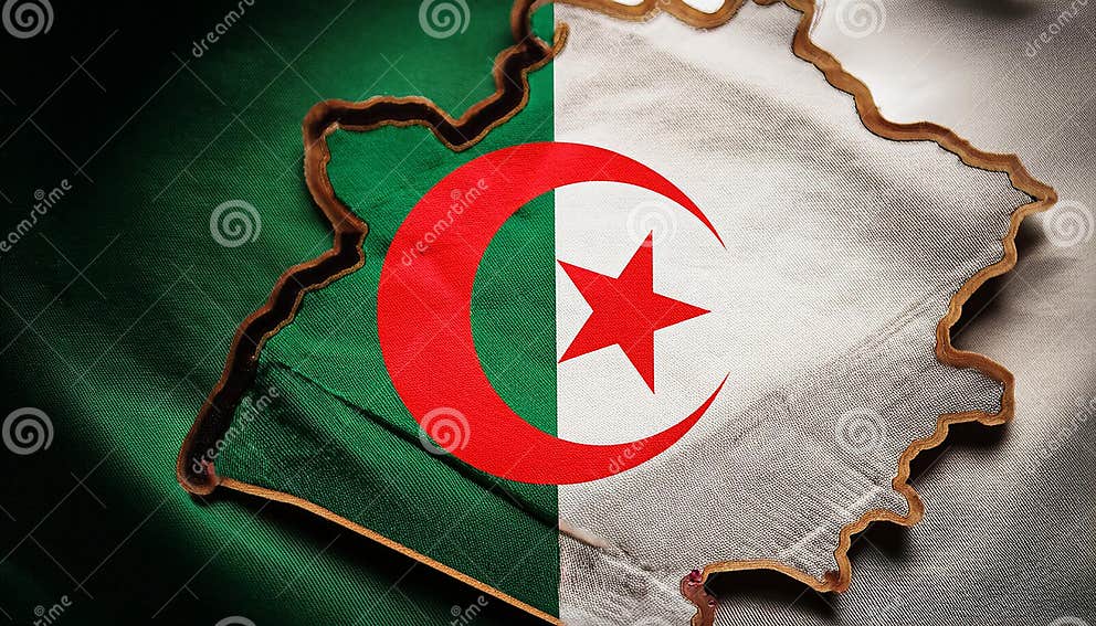 Algeria Map and Flag stock illustration. Illustration of territory ...