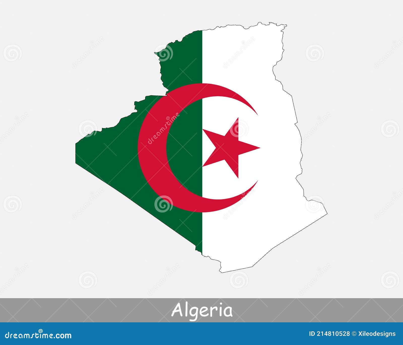 Algerian Map Flag. Map of Algeria with the National Flag of Algeria ...