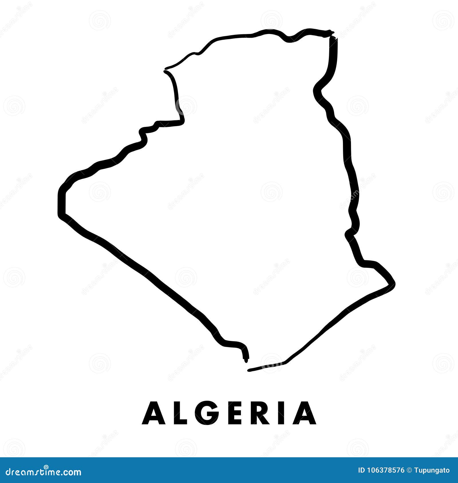 Algeria Map Outline Vector Illustration | CartoonDealer.com #106378576