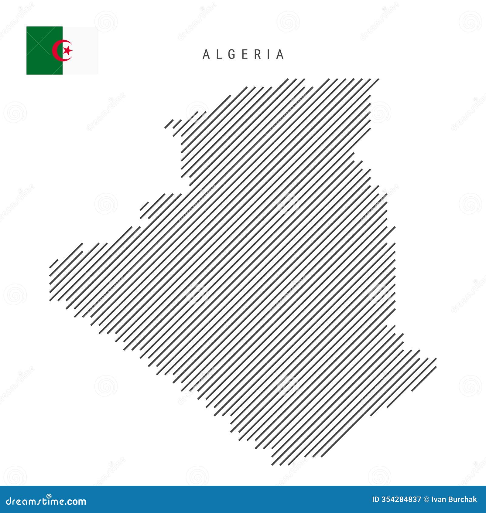 Algeria Map From Pattern Of Black Slanted Parallel Lines. Flat Vector ...