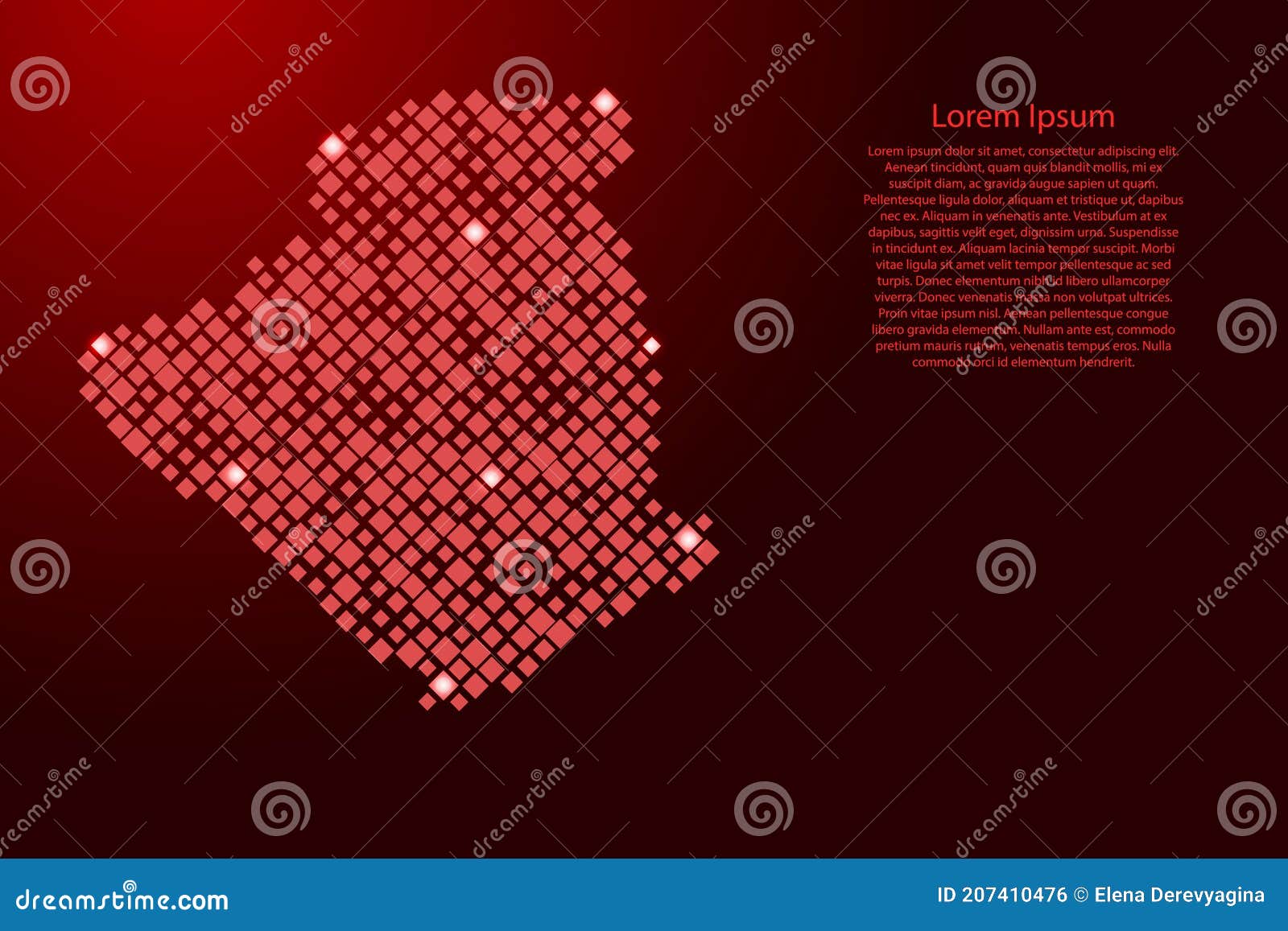 Algeria Map from Red Pattern Rhombuses of Different Sizes and Glowing ...