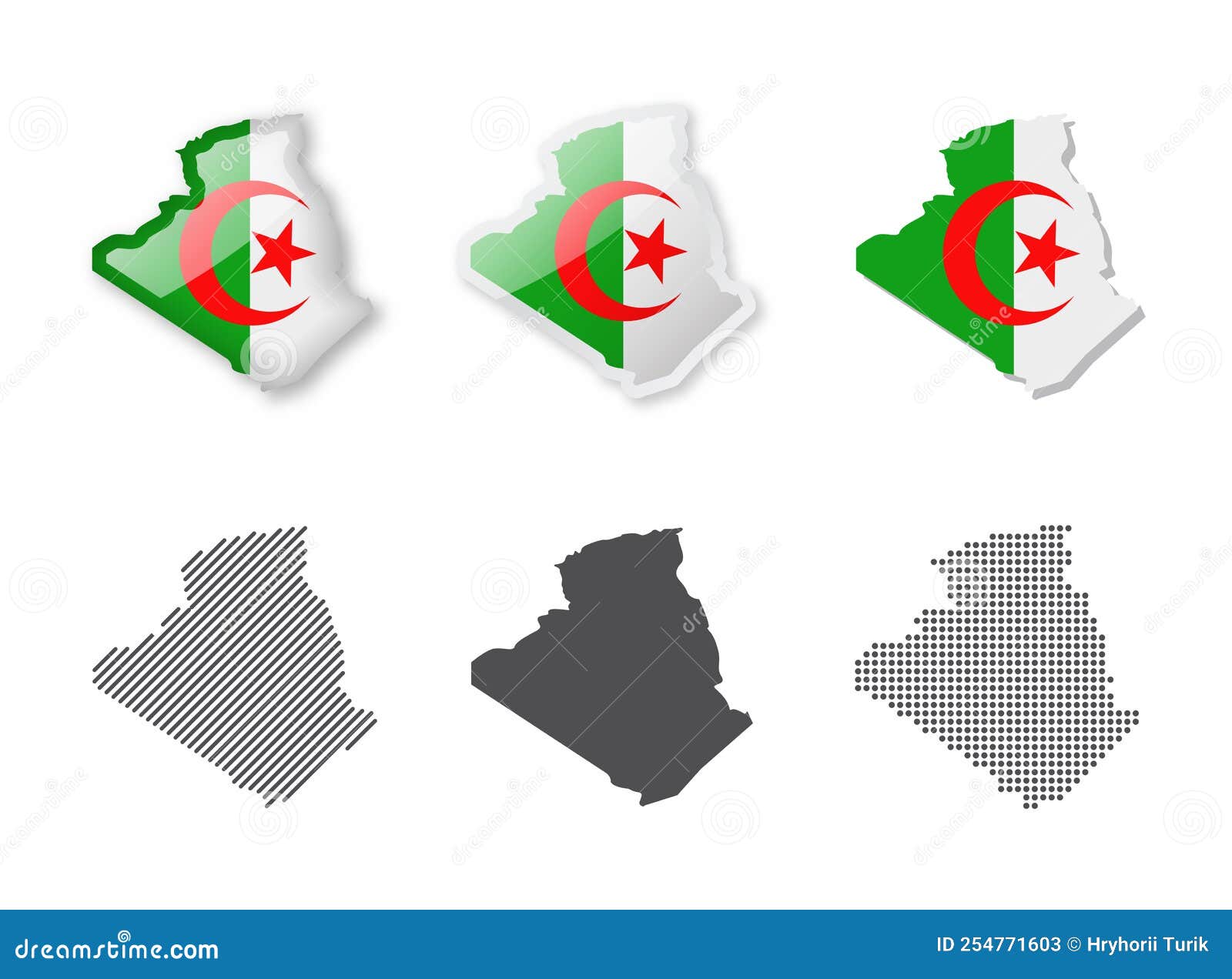 Algeria - Maps Collection. Six Maps of Different Designs Stock ...