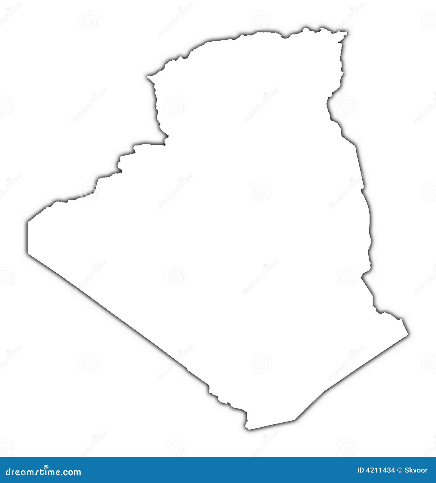 Algeria Outline Map with Shadow Stock Illustration - Illustration of ...