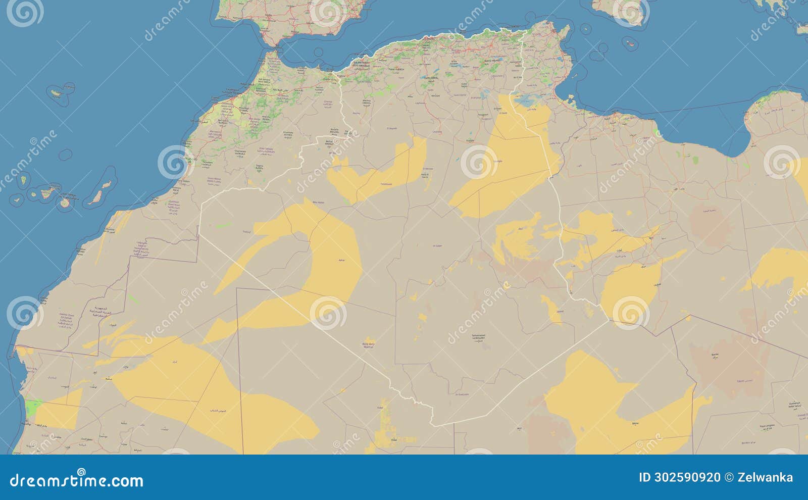 Algeria Outlined. Topo Standard Stock Illustration - Illustration of ...