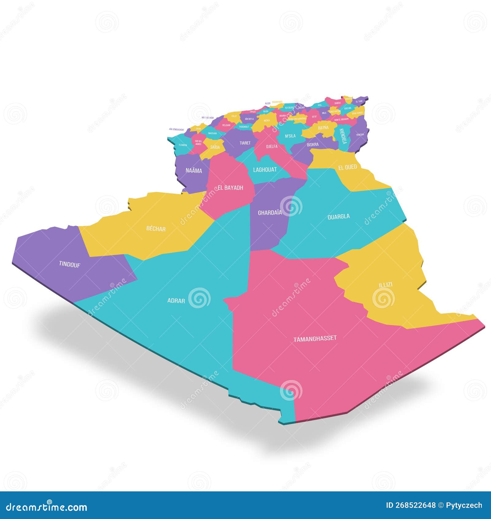 Algeria Political Map of Administrative Divisions Stock Vector ... Algeria Political Map of Administrative Divisions Stock Vector ...
