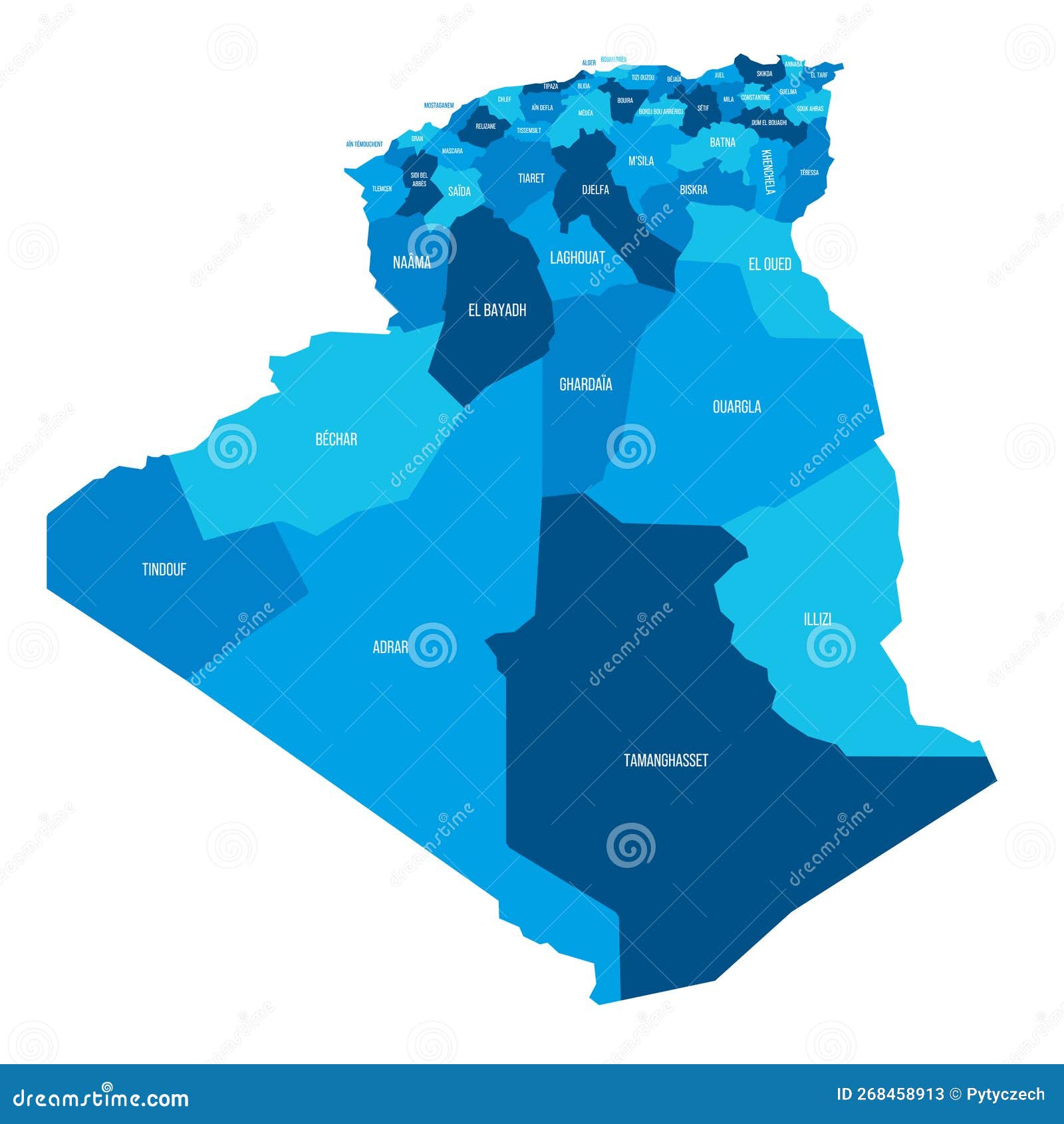 Algeria Political Map of Administrative Divisions Stock Vector ...
