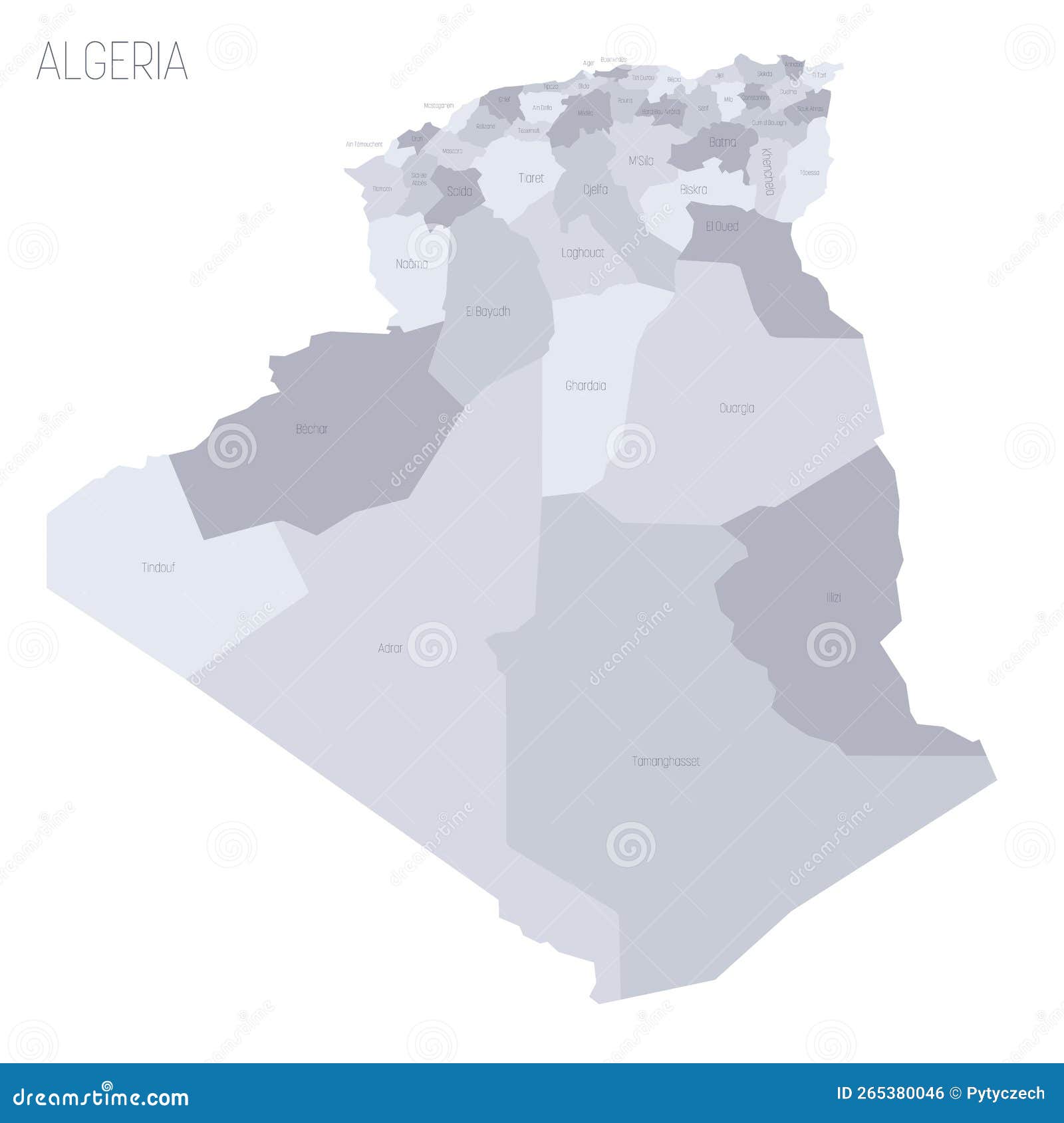 Algeria Political Map of Administrative Divisions Stock Vector ...