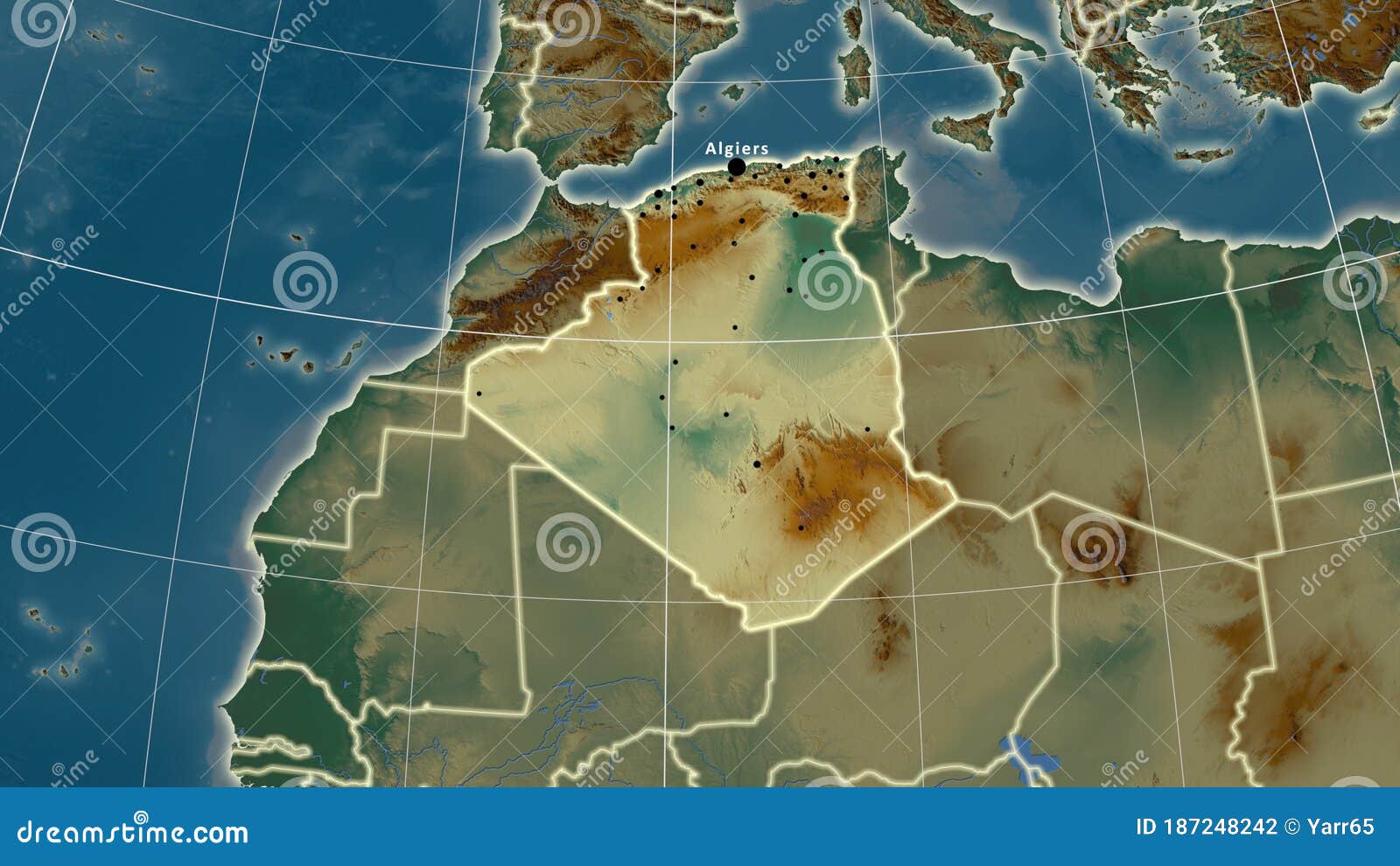 Algeria - Relief. Composition, Borders Stock Illustration ...
