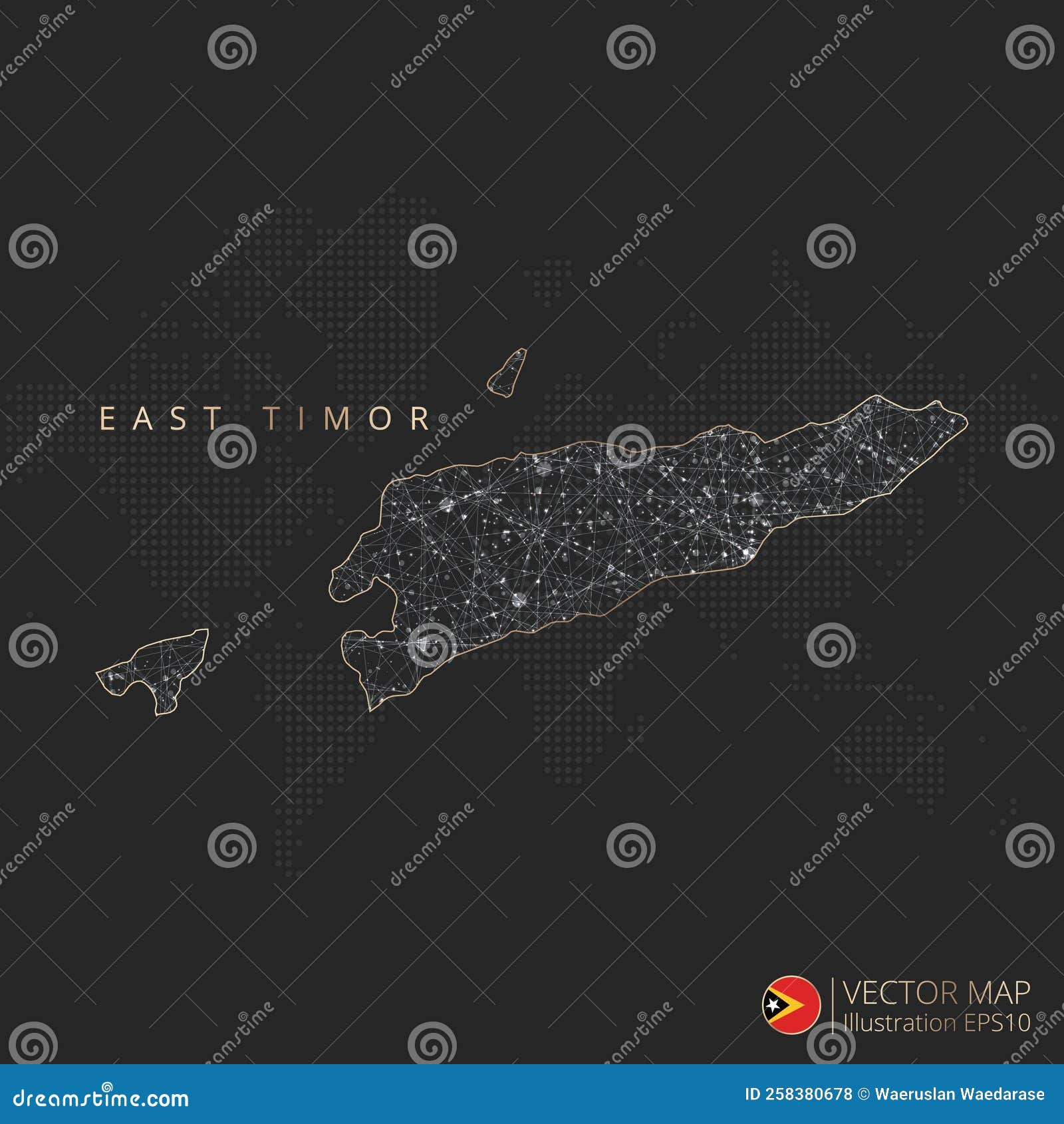 Timor-Leste Map Abstract Geometric Mesh Polygonal Light Concept Stock ...