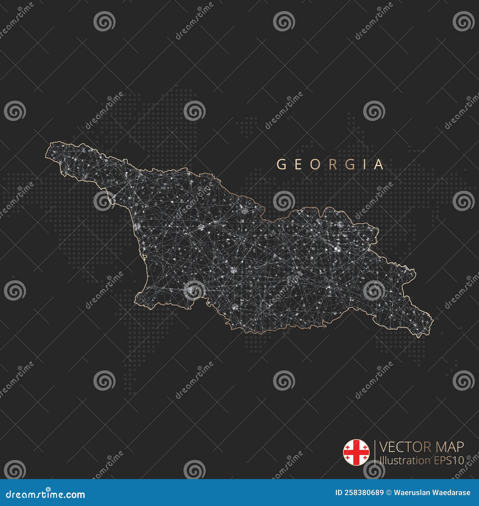 Georgia Map Abstract Geometric Mesh Polygonal Light Concept Stock ...