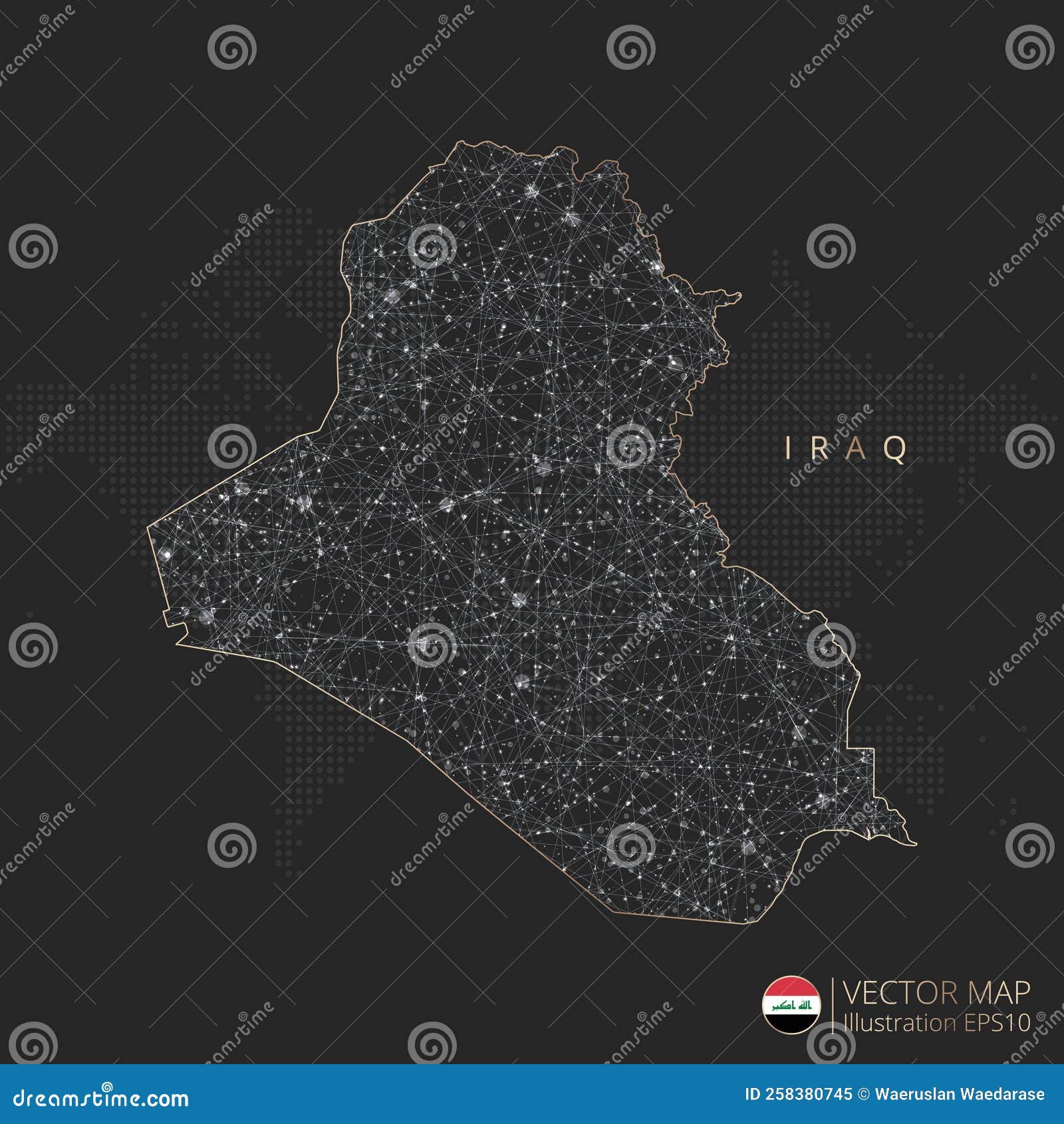Iraq Map Abstract Geometric Mesh Polygonal Light Concept Stock Vector ...