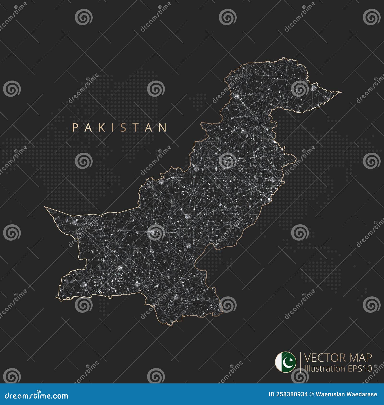 Pakistan Map Abstract Geometric Mesh Polygonal Light Concept Stock ...