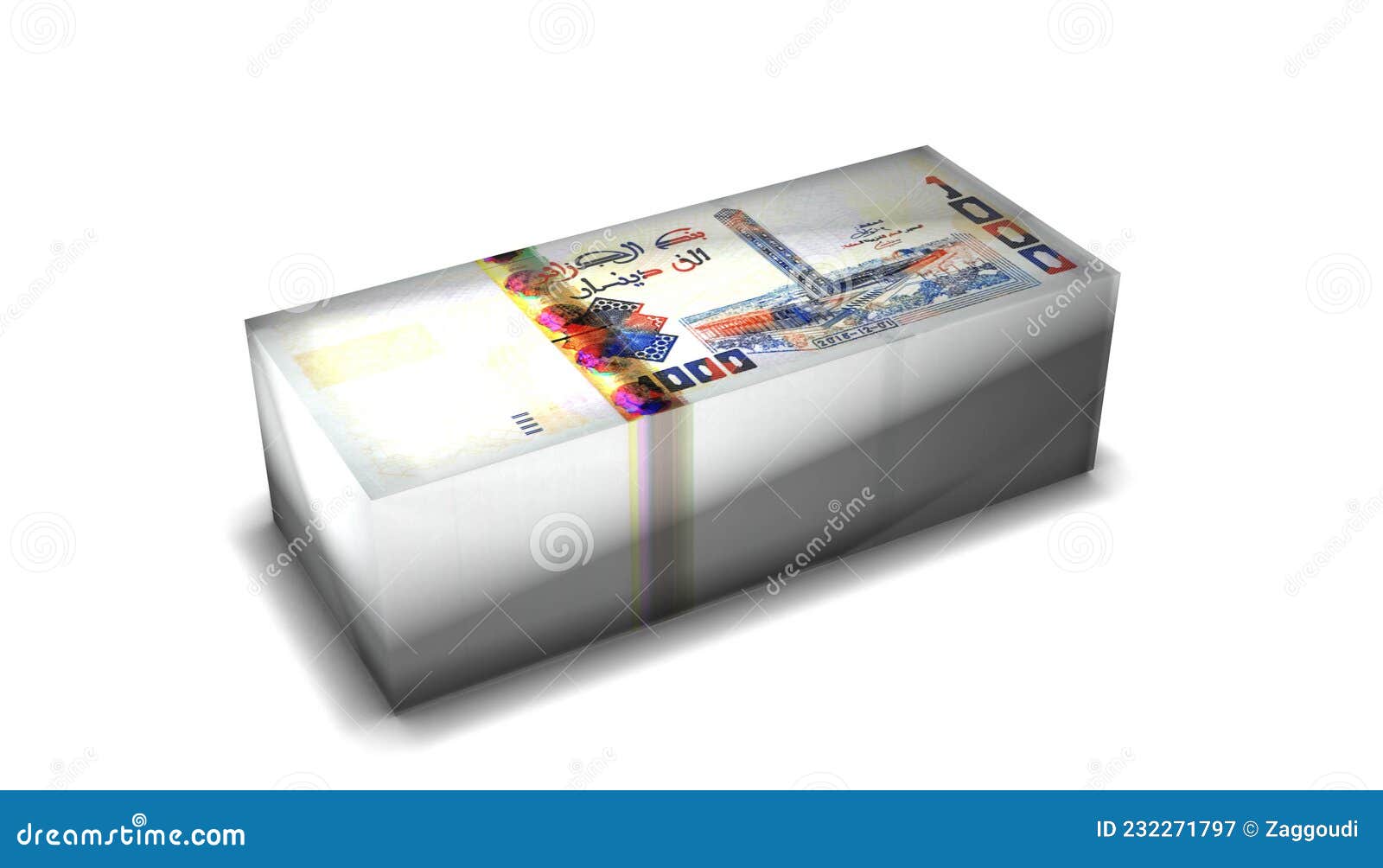 Algeria S 1000 Dinars Money Stack on White Background Stock ...