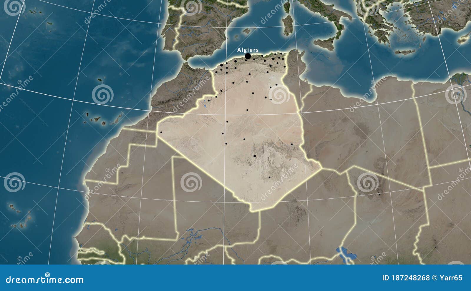 Algeria - Satellite. Composition, Borders Stock Illustration ...