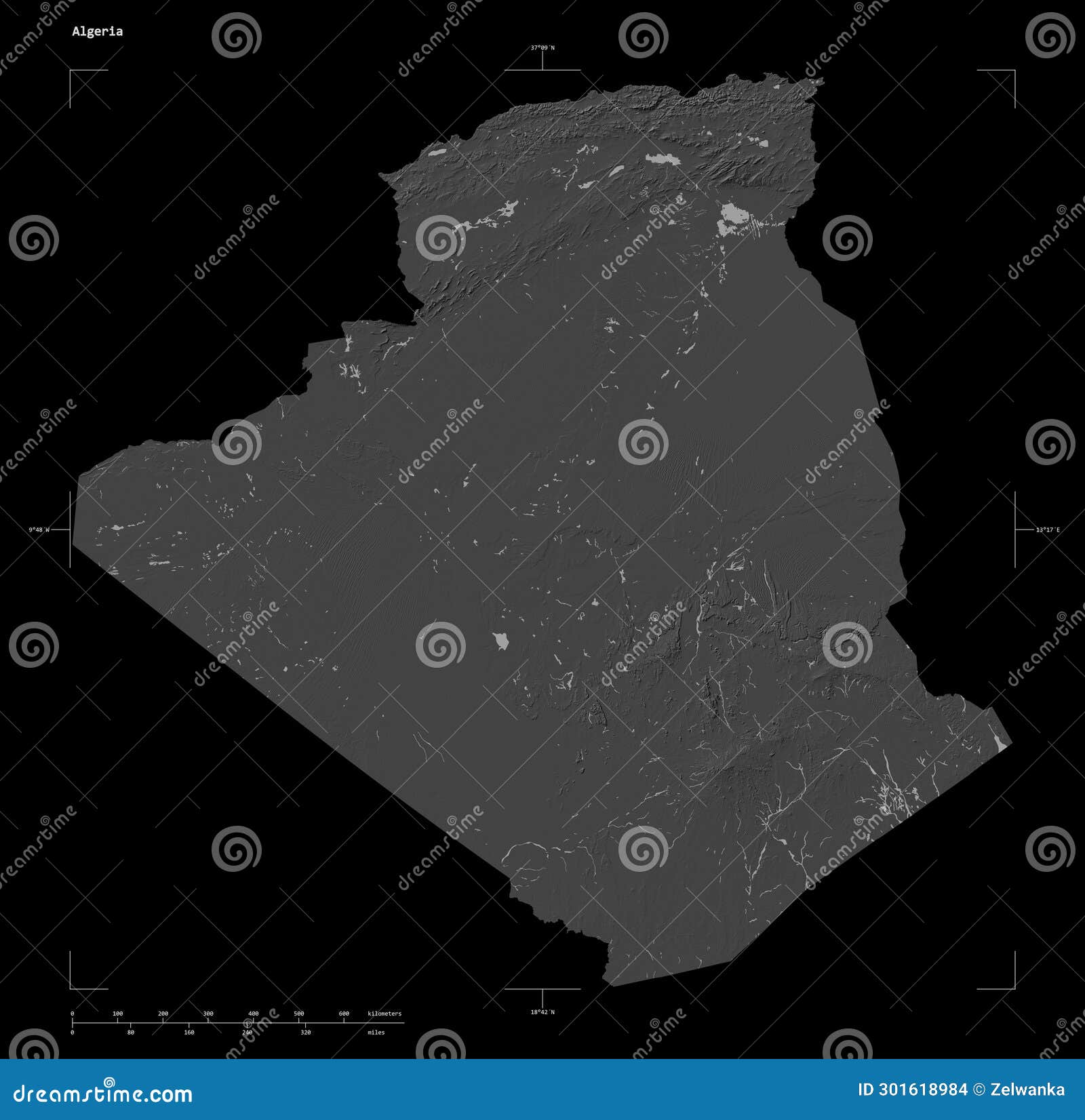Map Of Algeria With Black Contour Lines Vector Illustration ...