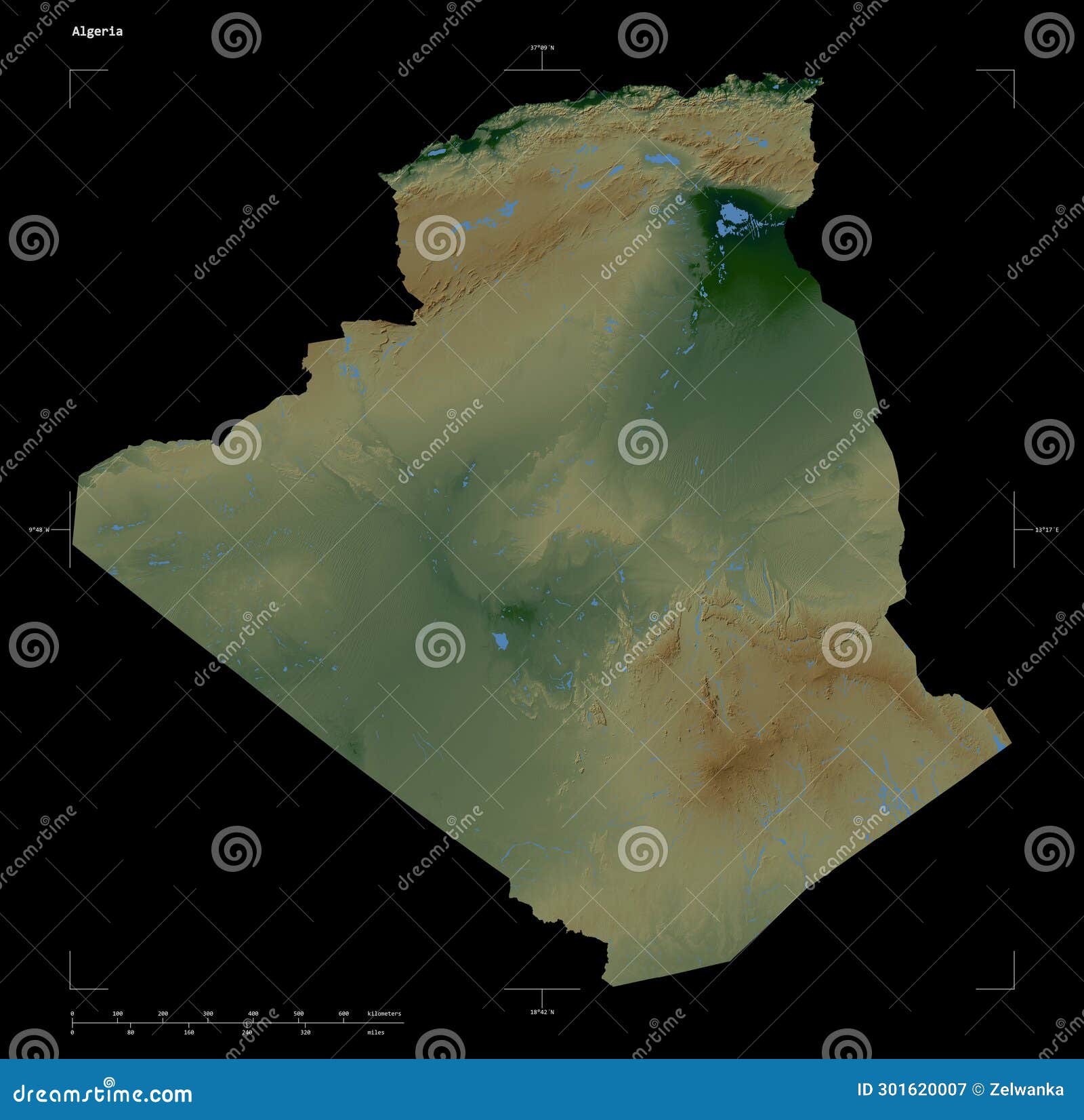 Algeria Shape on Black. Physical Stock Illustration - Illustration of ...