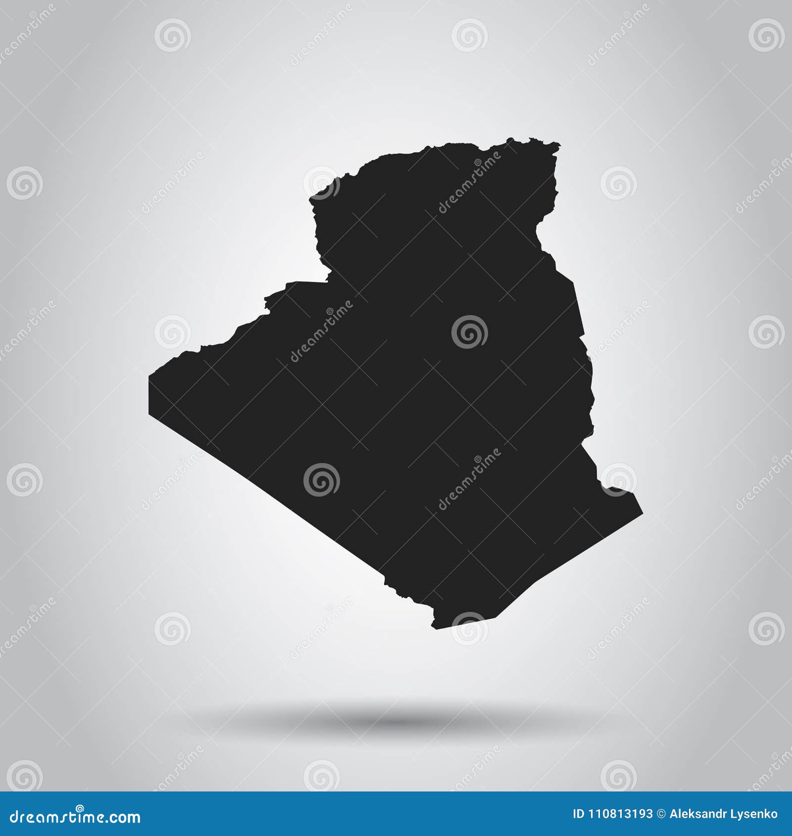 Algeria Vector Map Isolated On White Background. High-Detailed Black ...