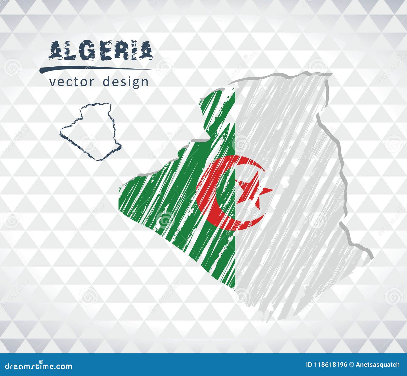 Algeria Vector Map with Flag Inside Isolated on a White Background ...