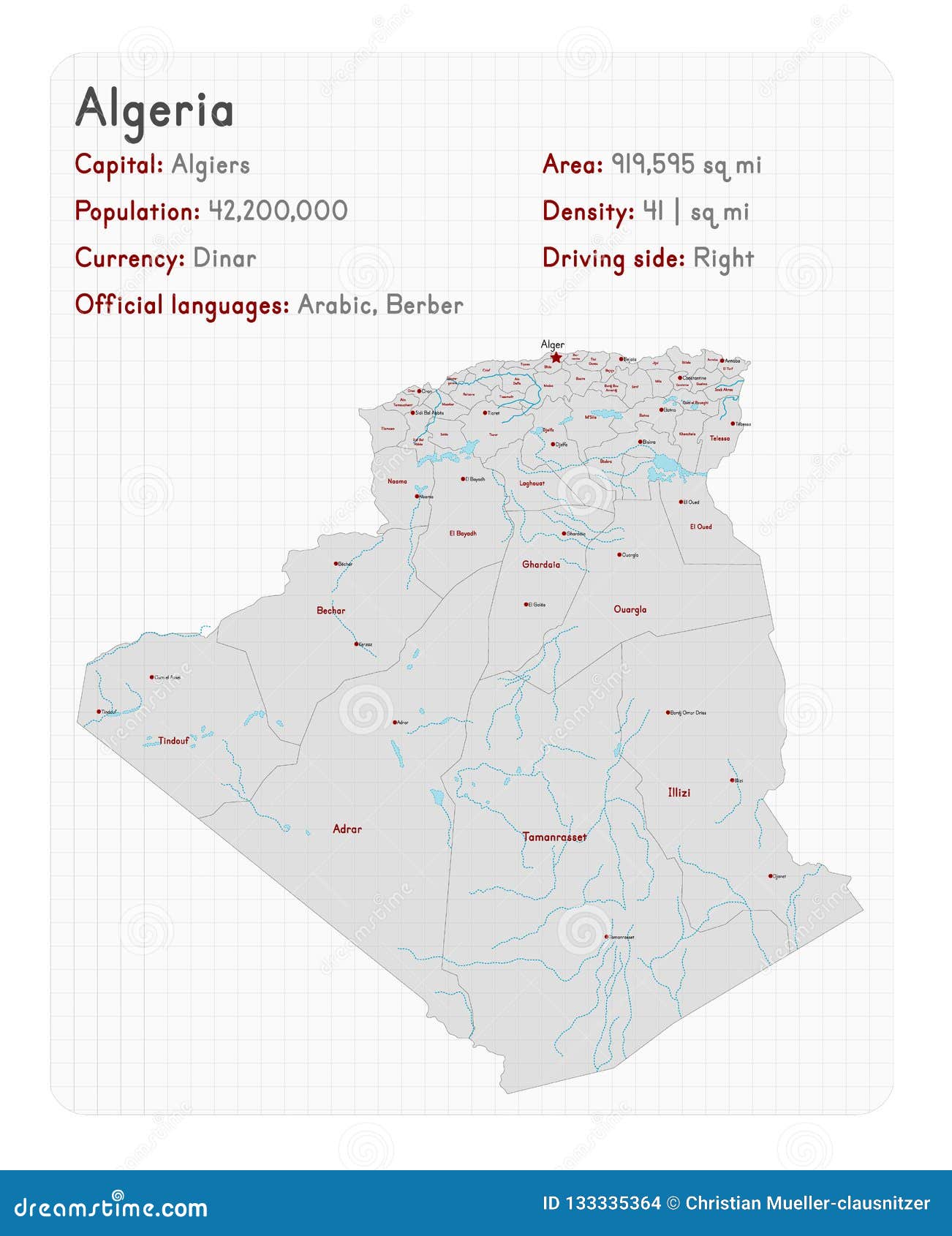 Algeria Vector Map and Infographic Design Stock Vector - Illustration ...