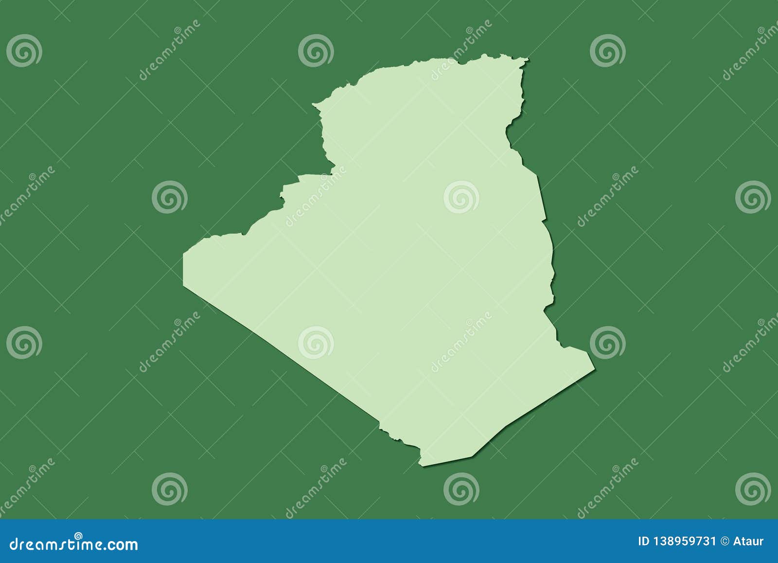 Algeria Vector Map with Single Border Using Green Color on Dark ...