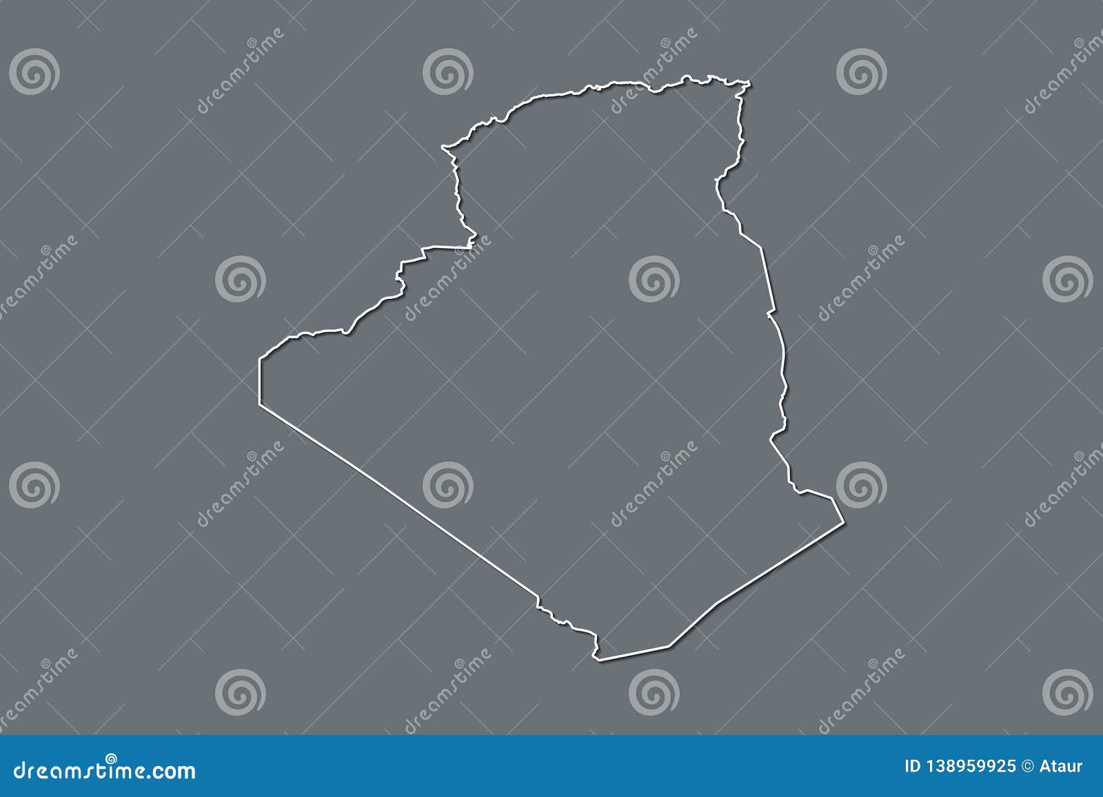 Algeria Vector Map with Single Border Using White Color on Dark ...