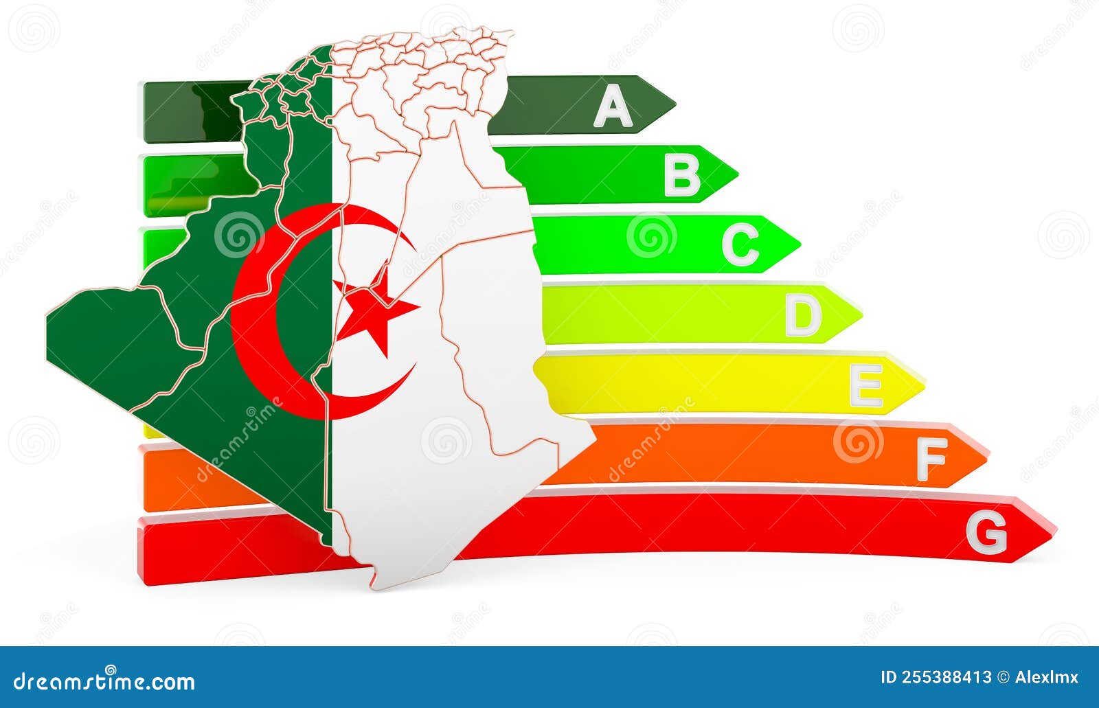 Algerian Map with Energy Efficiency Rating, 3D Rendering Stock ...
