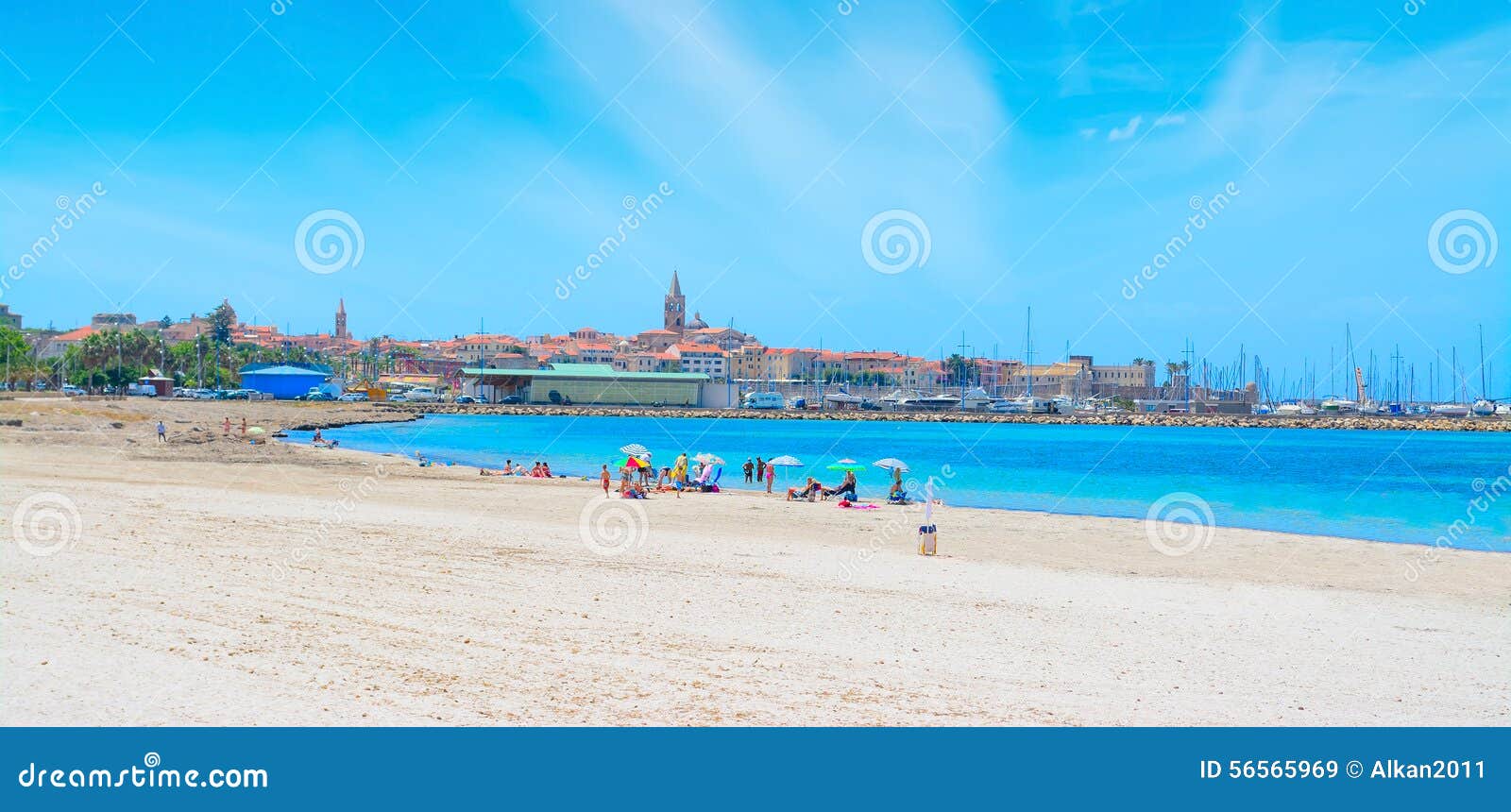 Alghero Cityscape Seen from the Beach Stock Image - Image of alghero ...
