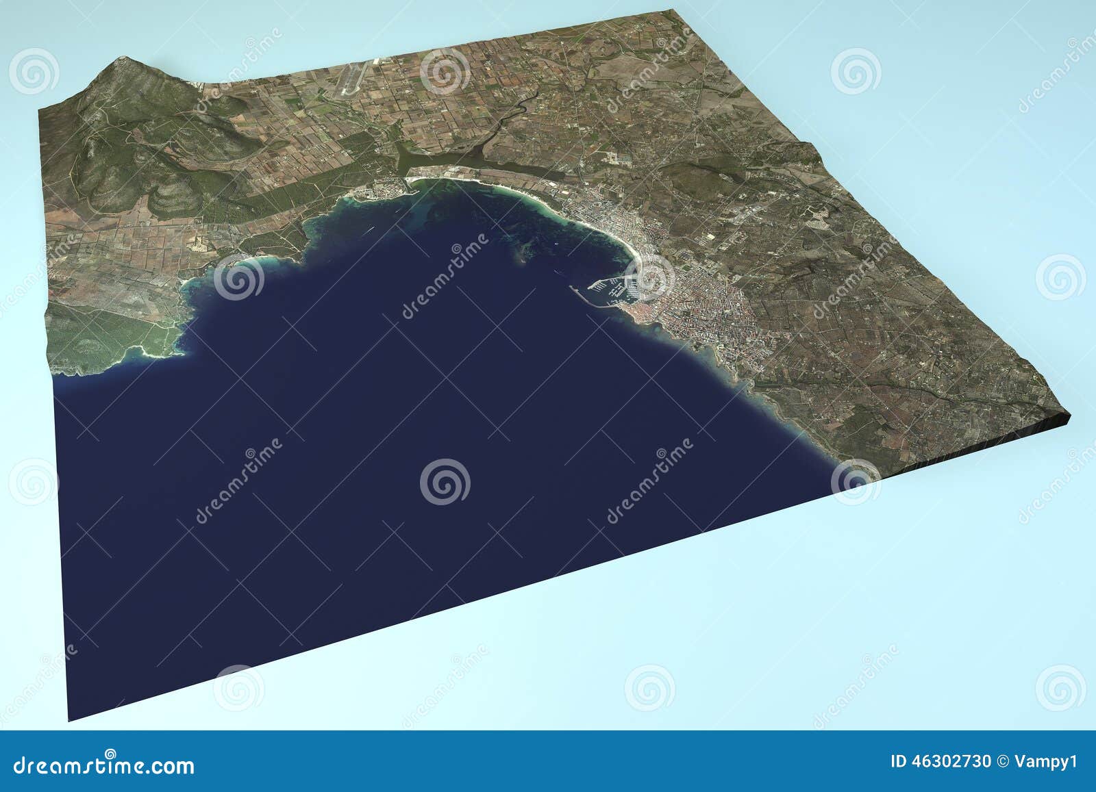 Alghero, Satellite View, Map, Sardinia, Italy Stock Illustration ...