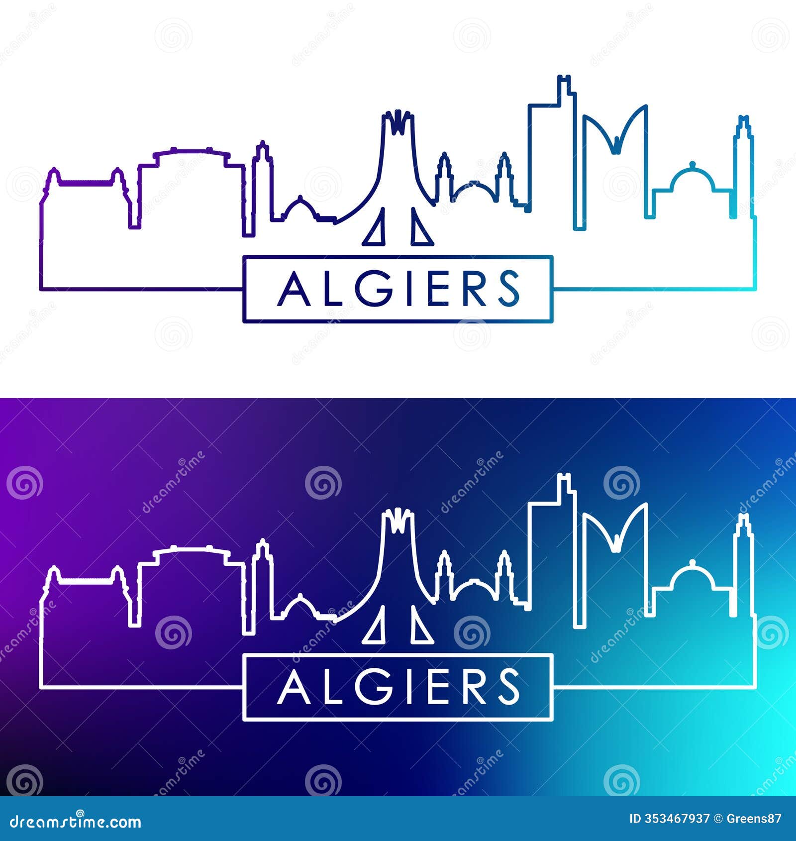 Algiers Skyline Horizontal Banner. Cartoon Vector | CartoonDealer.com #277124639