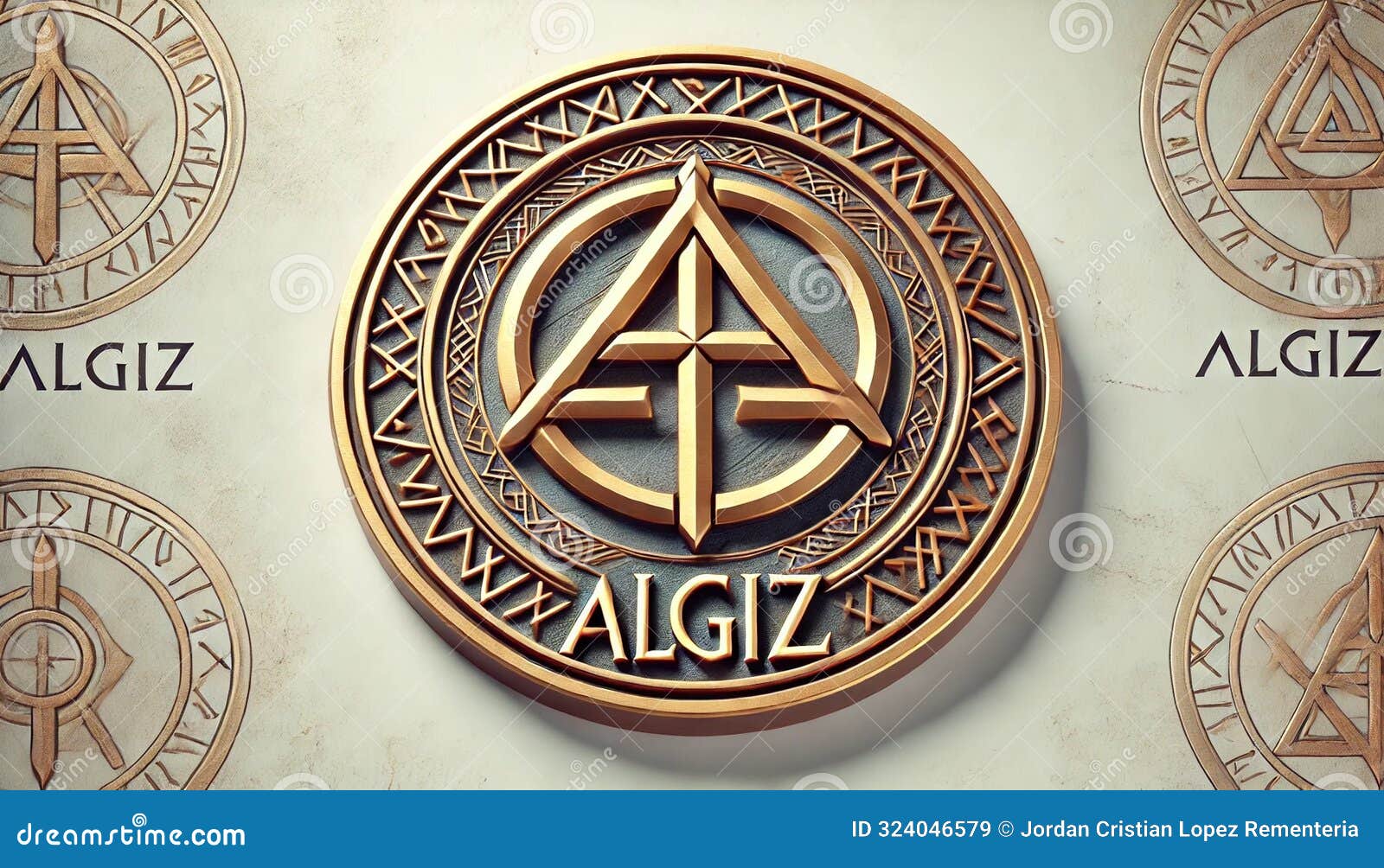 Depiction Of The Algiz Rune With Ancient Symbol And Runic Font Stock ...