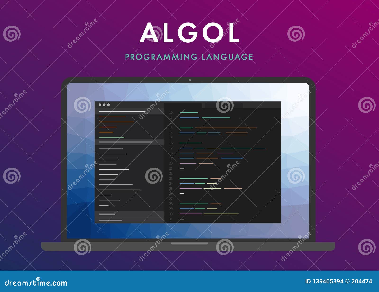 Algol programming language stock vector. Illustration of language - 139405394