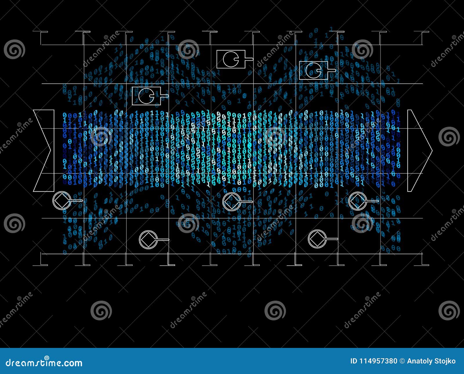 Algorithm For Analyzing The Digital Cryptography Data Flow Infographic. Vector Illustrations ...